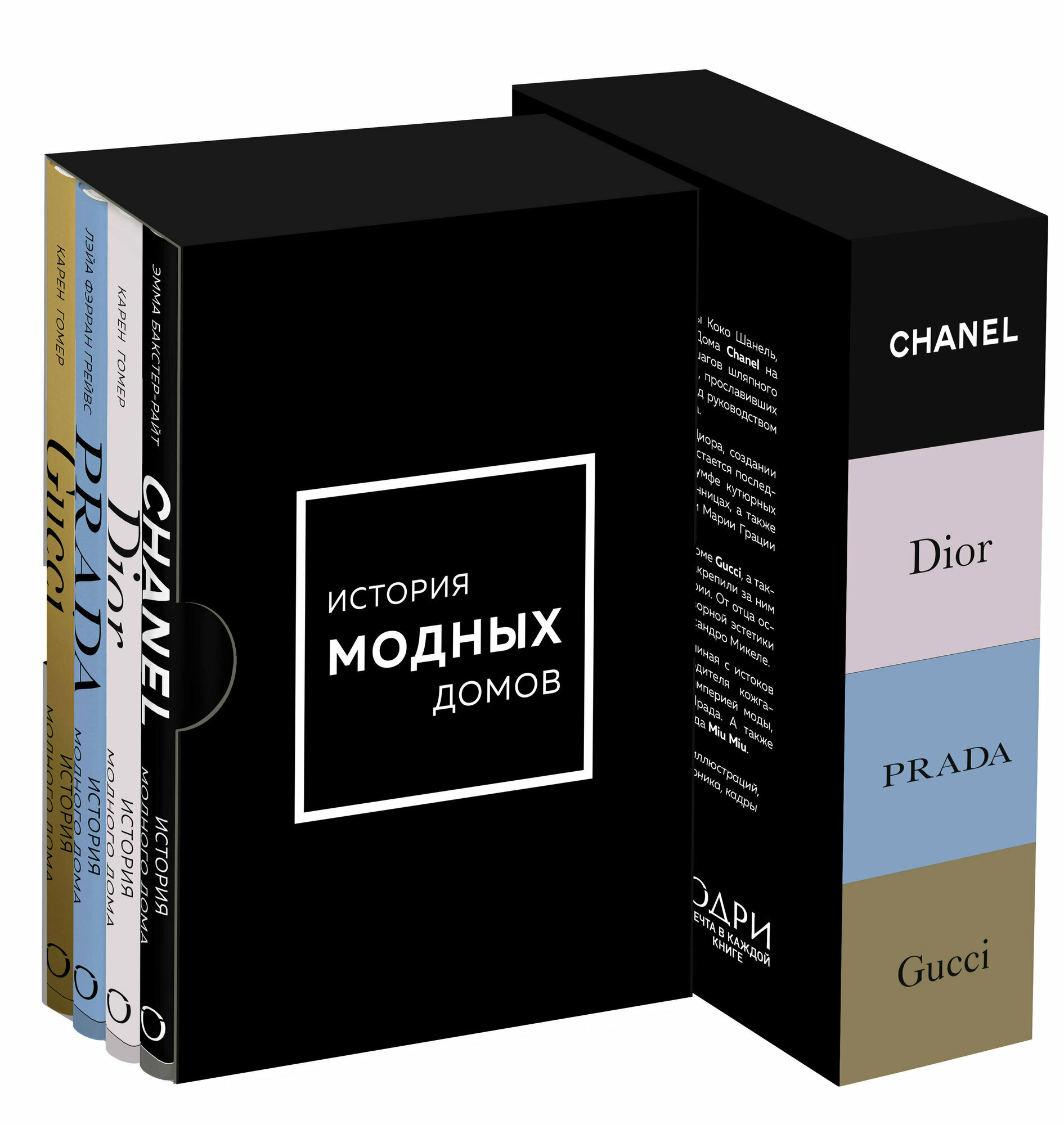 Подарочный набор: История модных Домов – Chanel, Dior, Gucci, Prada (черный)