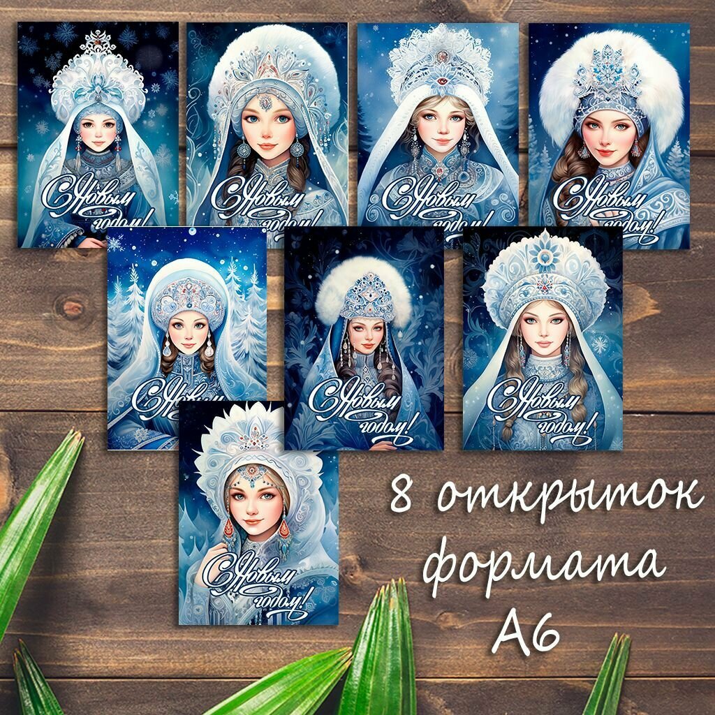 Набор открыток Новый год, 8 штук