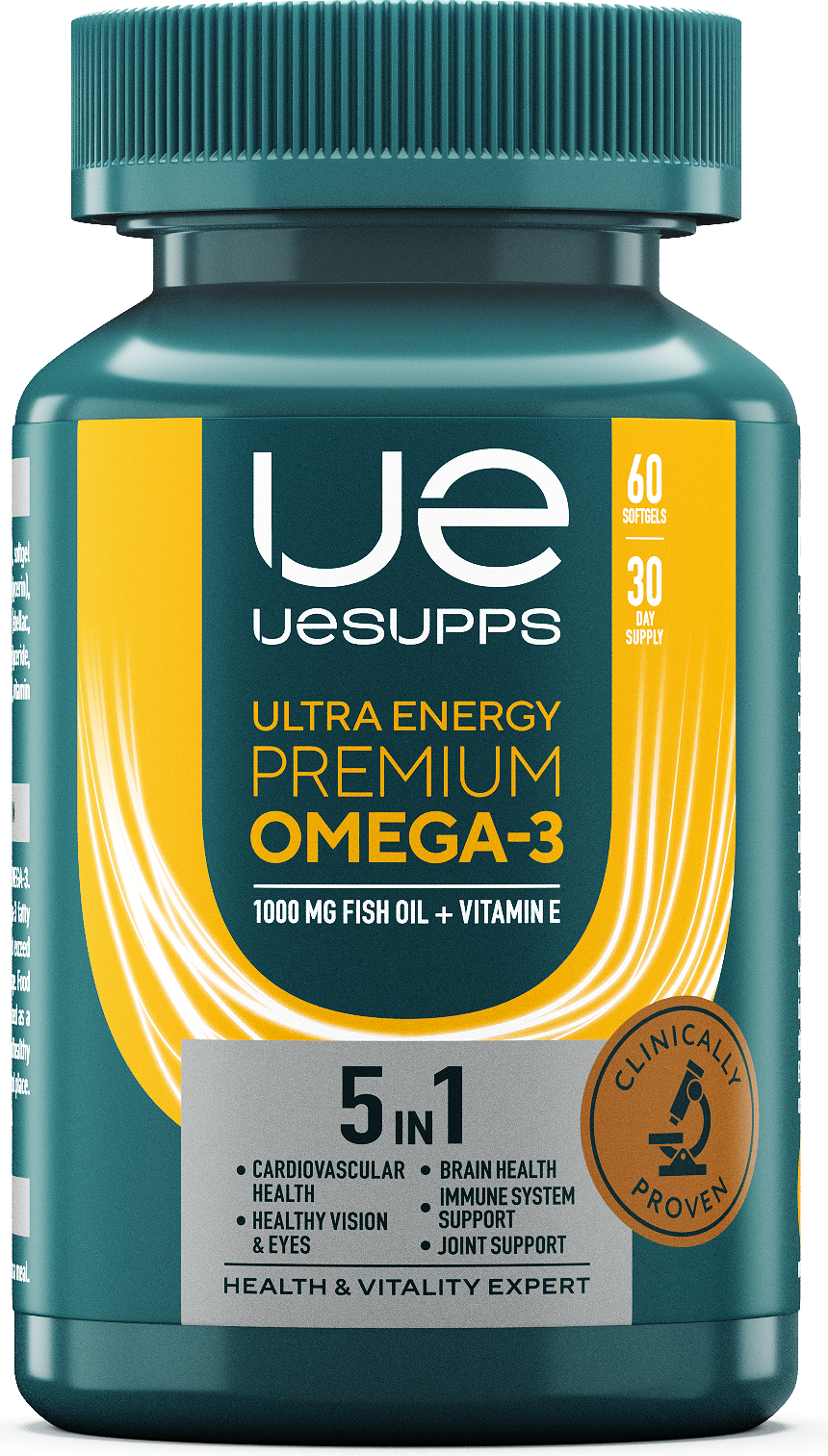 UESUPPS Витамин Премиум Омега-3 60 софтгель Ultra Energy Premium Omega-3 60 Softgels 30ml