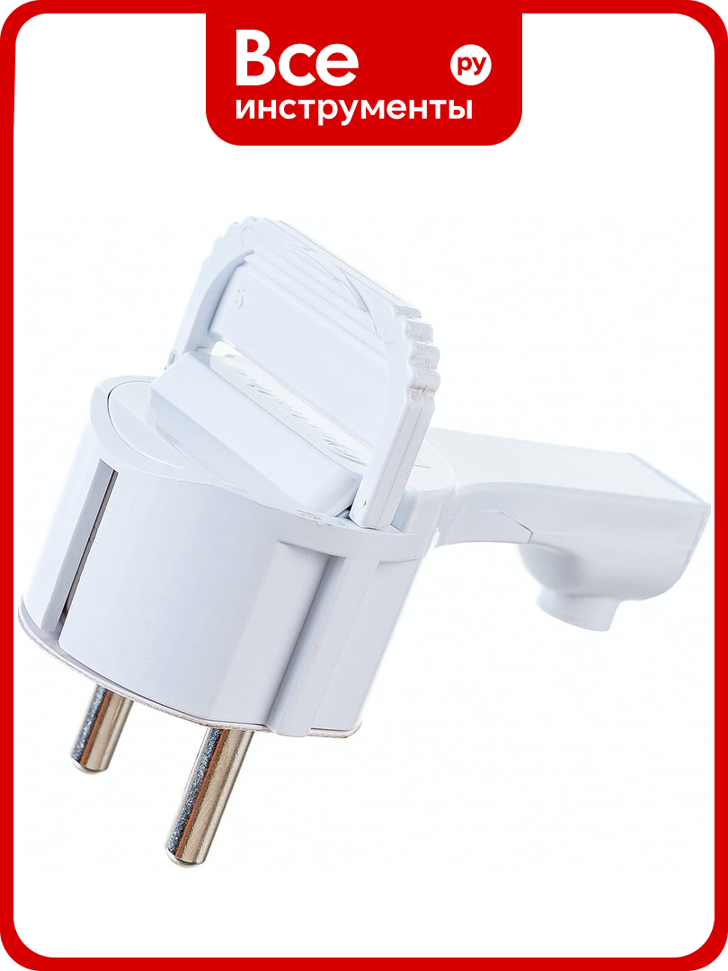 Угловая плоская вилка за шкаф с/з, 16А, белая FLAT PLUG Electraline 55043, Корпус изготовлен из прочного материала