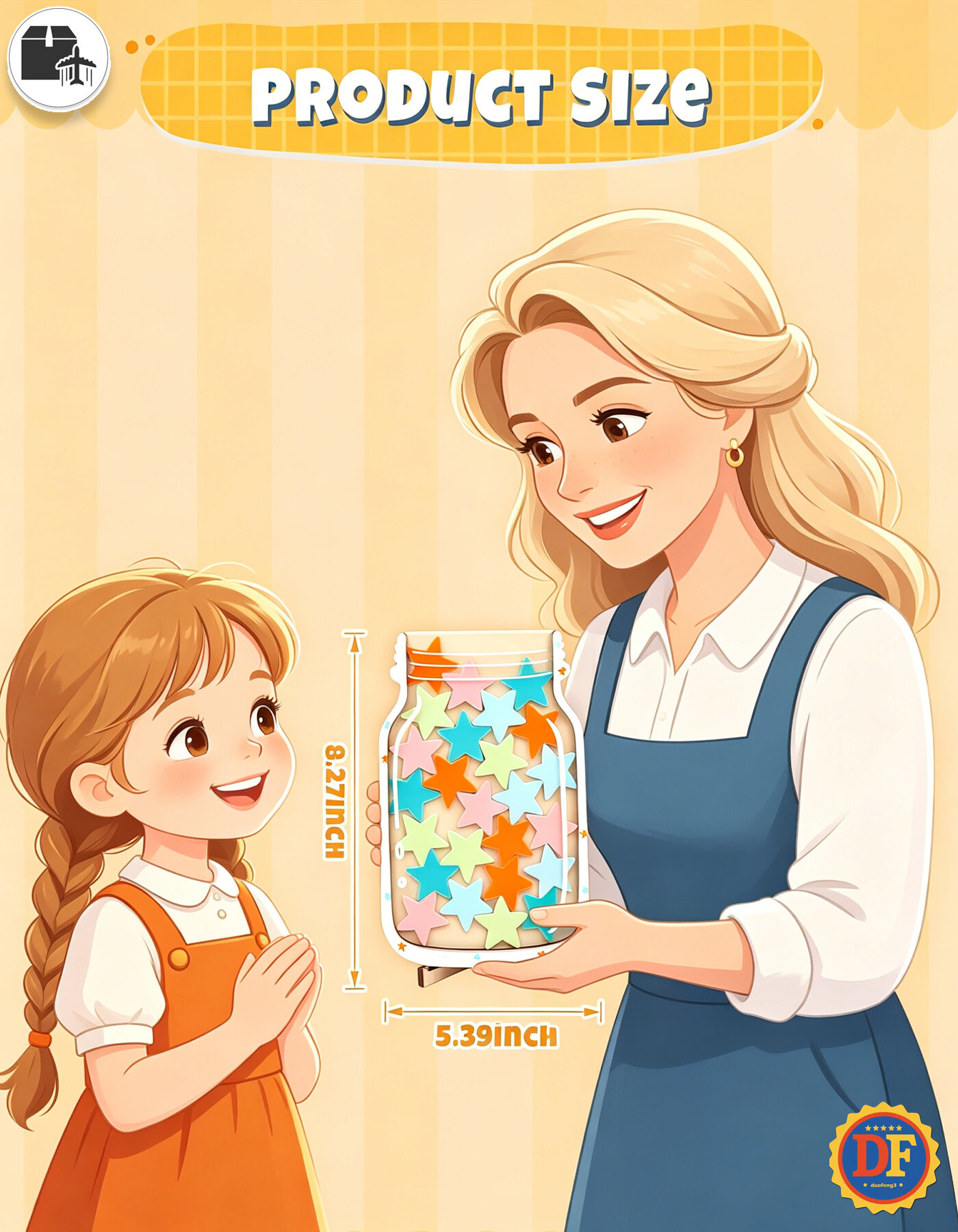 Банка-органайзер "Бутылка с наградой", дерево, 25 звезд, 21x13,5х0,3 см