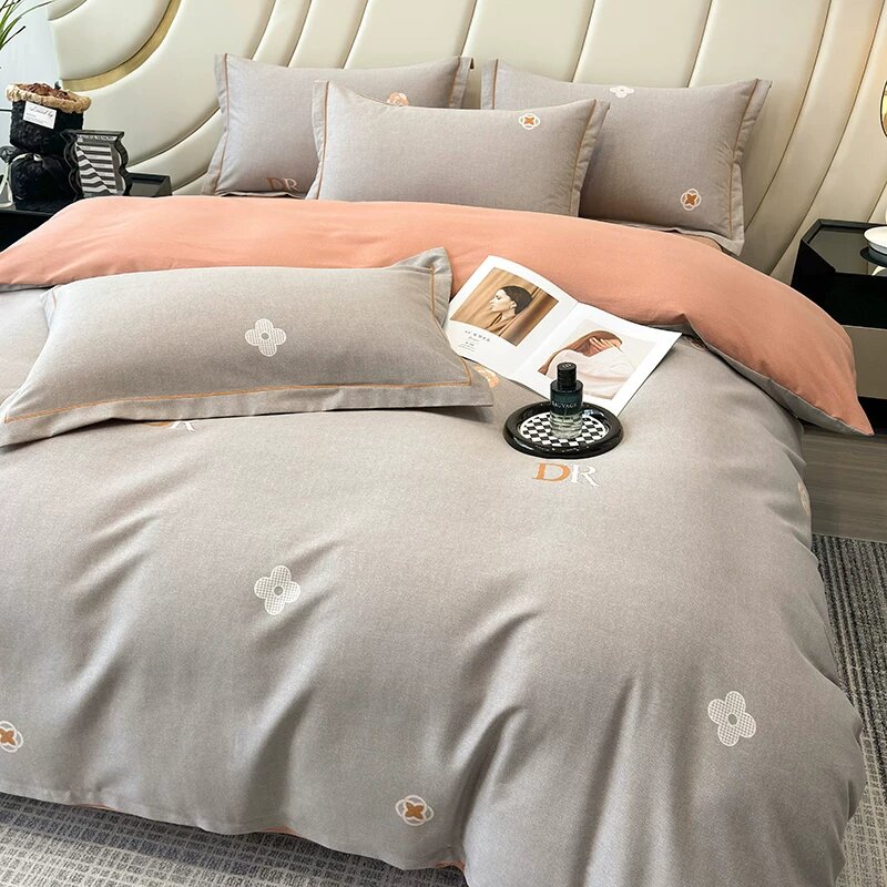 Комплект постельного белья Crystal Home Textiles из 100% чистого хлопка, утолщенный, с начесом, четыре предмета: