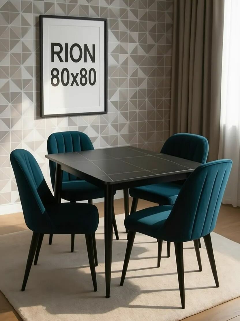 Керамический стол SIGNAL RION 80 *надежное крепление столешницы* черный/черный