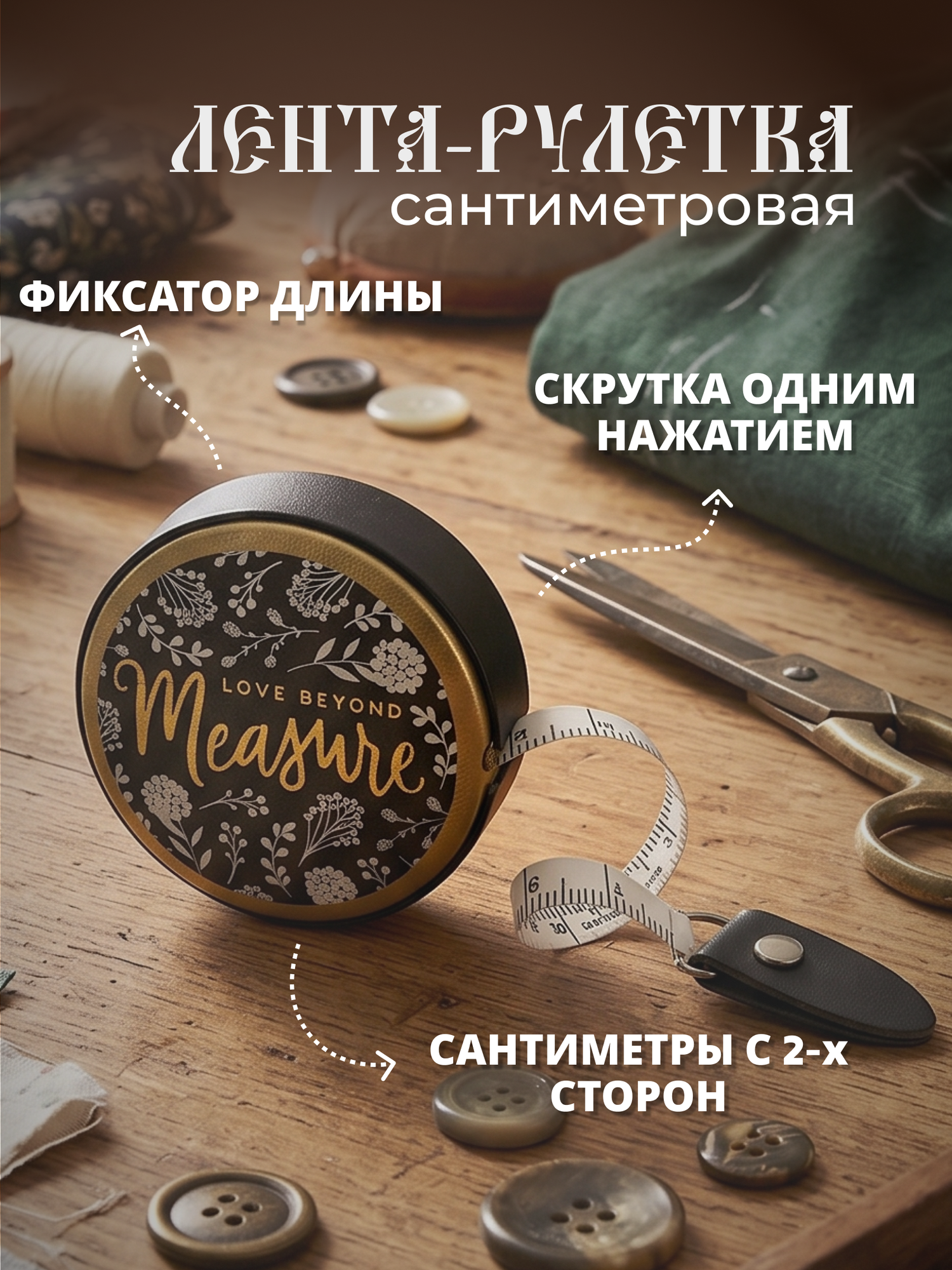 Сантиметровая лента / метр портновский / измерительная лента / сантиметр / в футляре в ассортименте 150 см