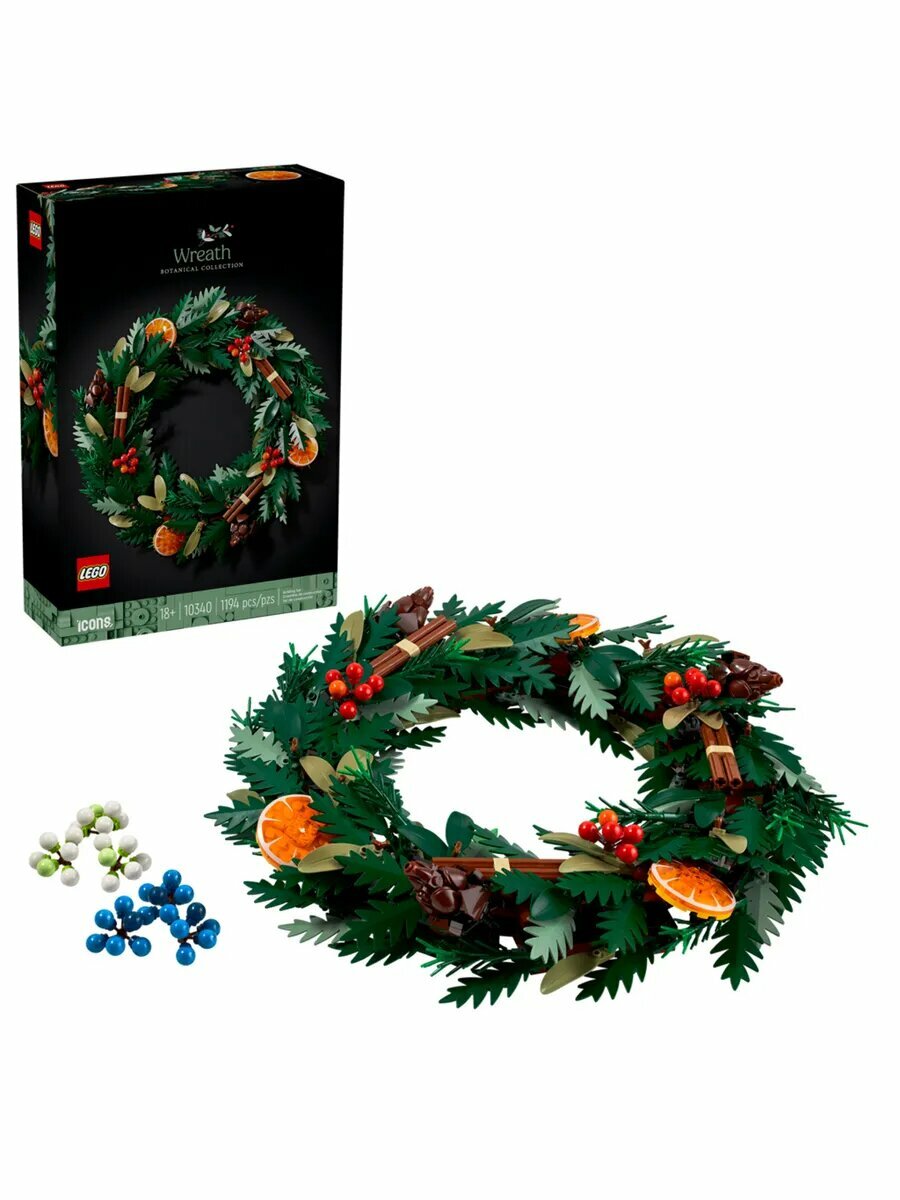 Конструктор LEGO Icons "Рождественский венок", 1194 деталей, 18+, 2 варианта сборки