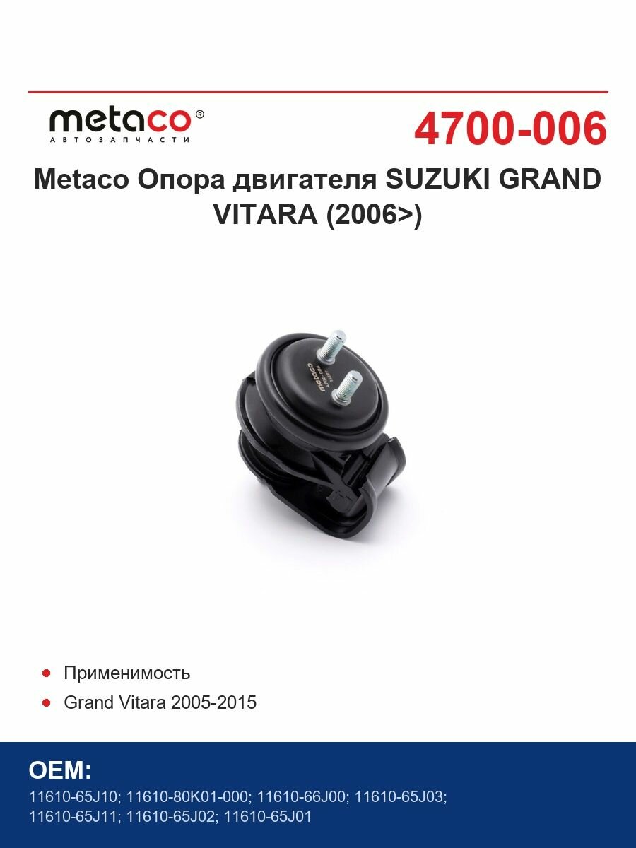 Metaco Опора двигателя SUZUKI GRAND VITARA (2006>)