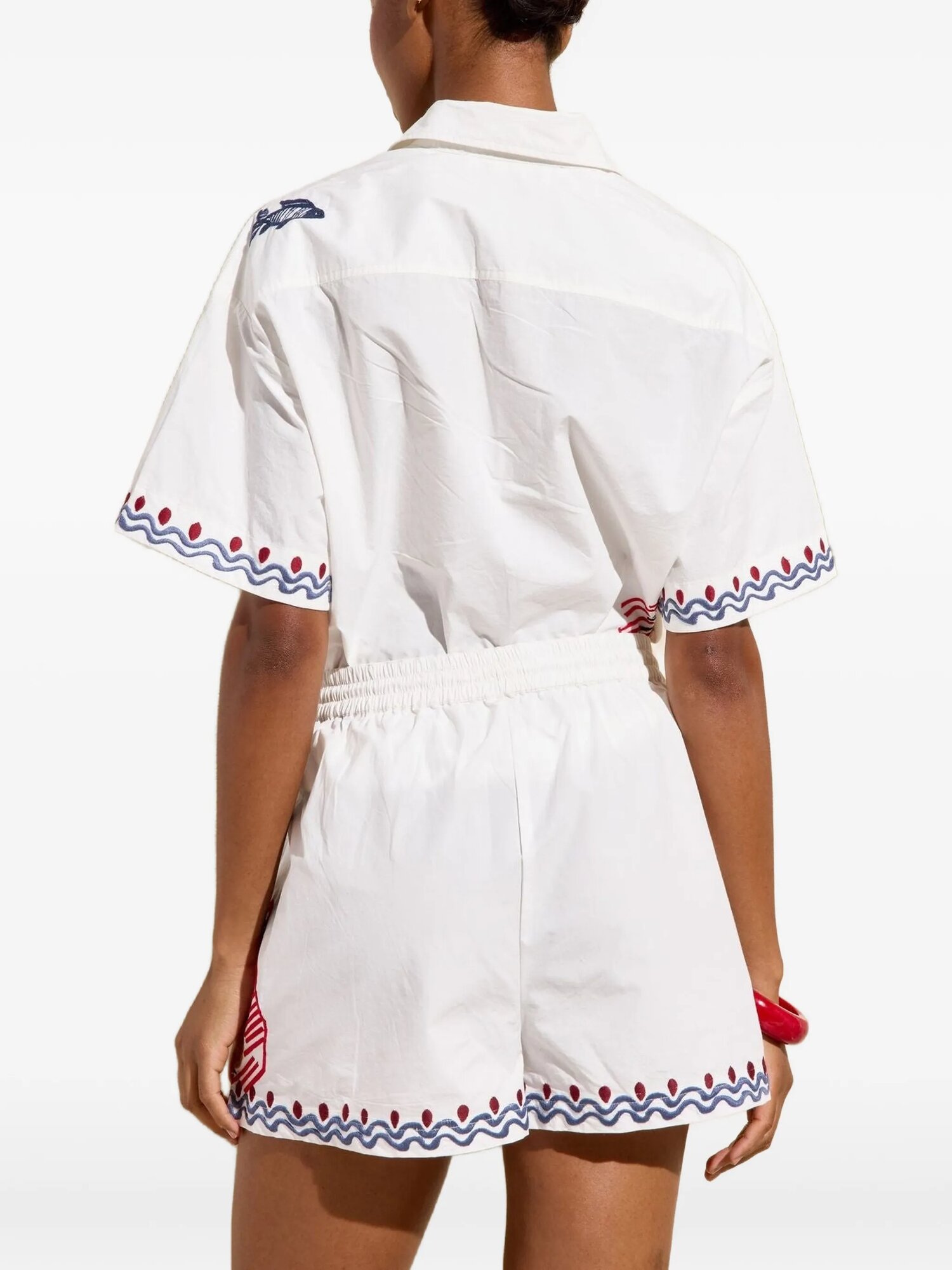 Шорты MARIE OLIVER Embroidered drawstring shorts, размер 46, бежевый/белый — фото 1