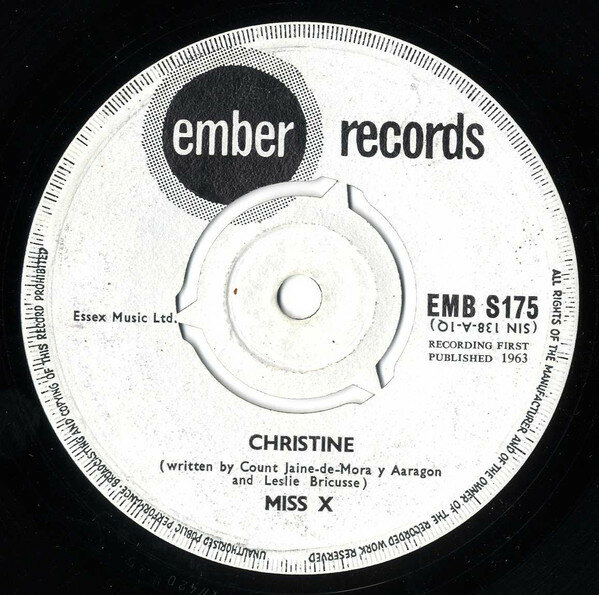 Пластинка Miss X "Christine" 7" (Single/UK/1963) VG/VG