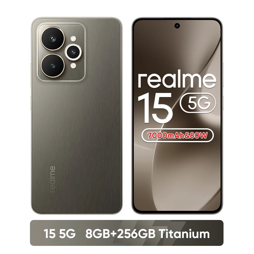 Realme 15 5G 8/256ГБ Titanium, Серый