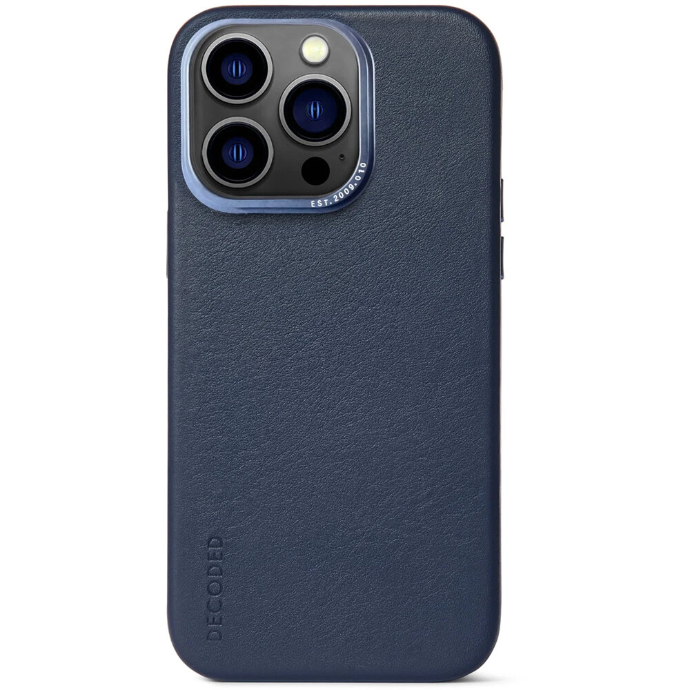 Чехол Decoded Leather Back Cover Brown для iPhone 14 Pro, кожа, синий (Navy Blue)