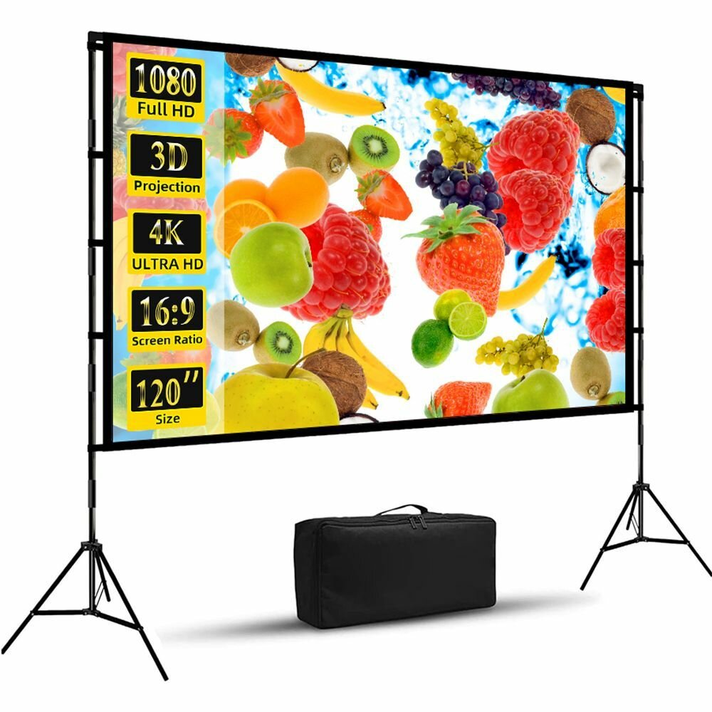 Экран для проектора 120", без складок, с двойным треугольным штативом