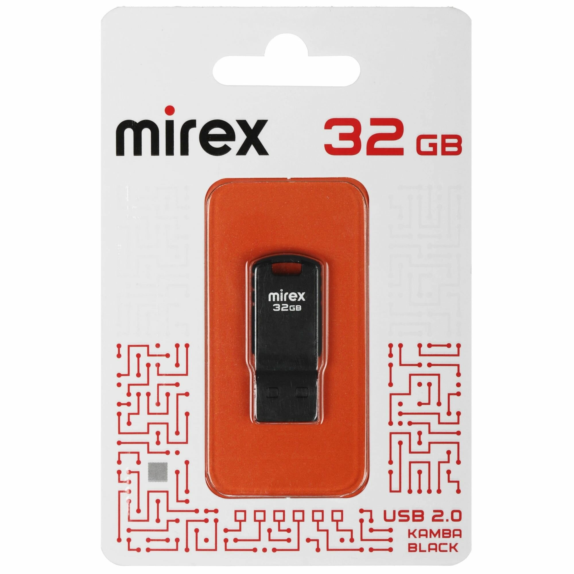 Память USB Flash 32 ГБ MIREX Kamba (13600-FMUKBK32) - USB2.0, USB Type-A, чтение до - 23 МБ/с, запись до - 20 МБ/с