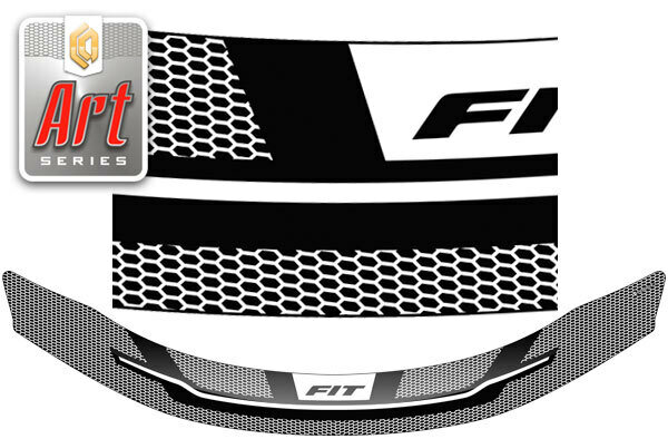 Дефлектор капота для Honda Fit 2014-н. в. Серия Art серебро
