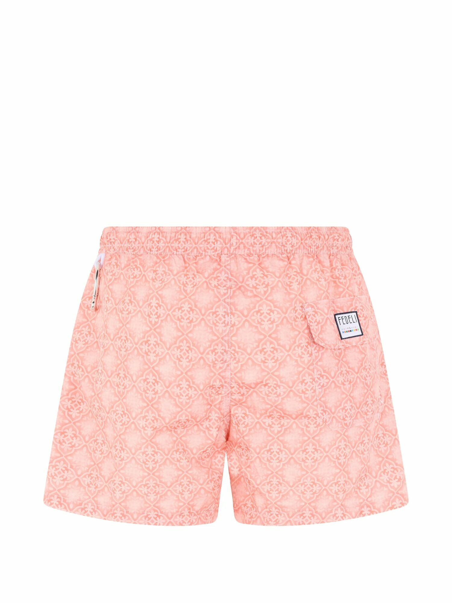 Шорты для плавания FEDELI Geometric-print drawstring beach shorts, размер 46, coral pink — фото 1
