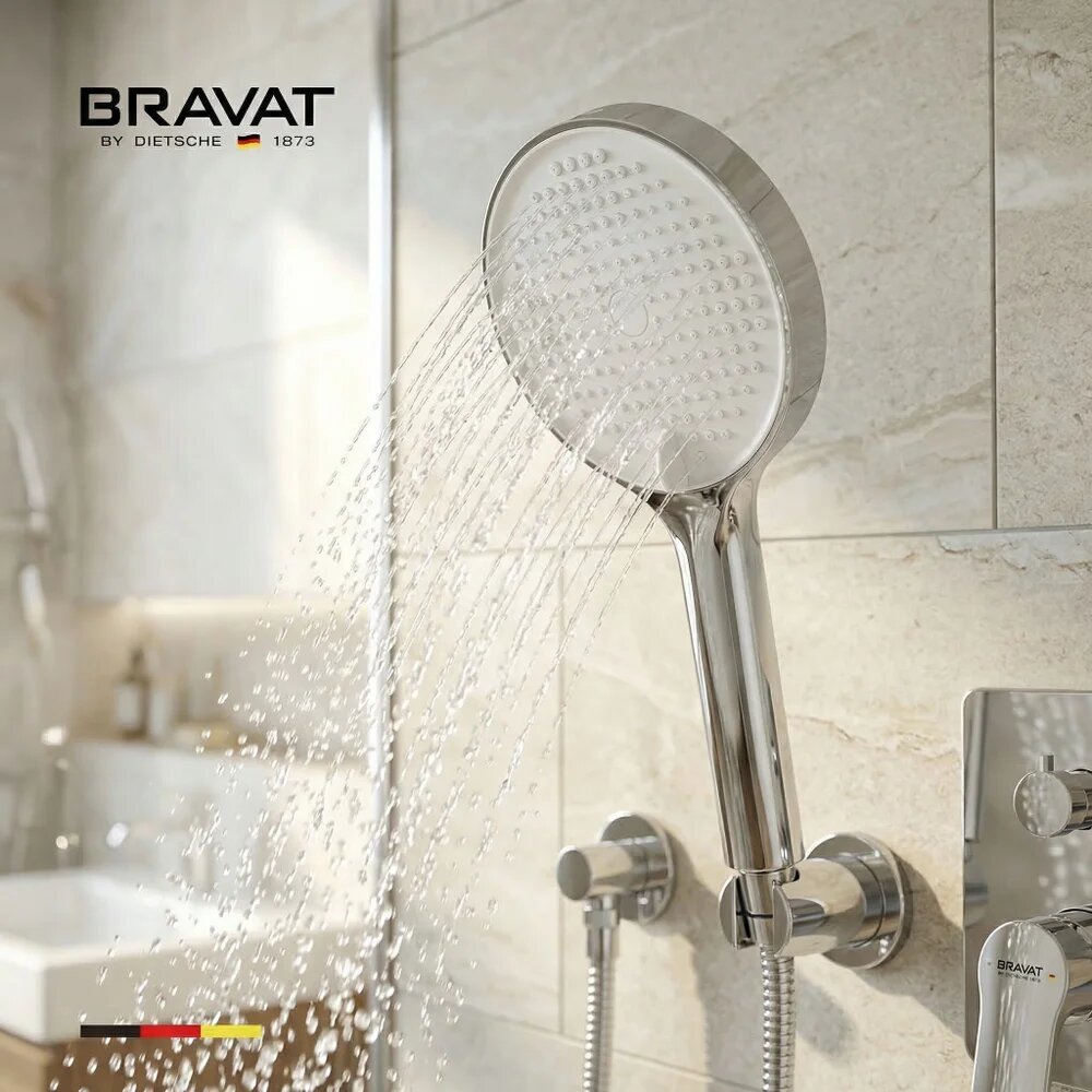 Лейка для душа цвет хром BRAVAT D2272CP-SW