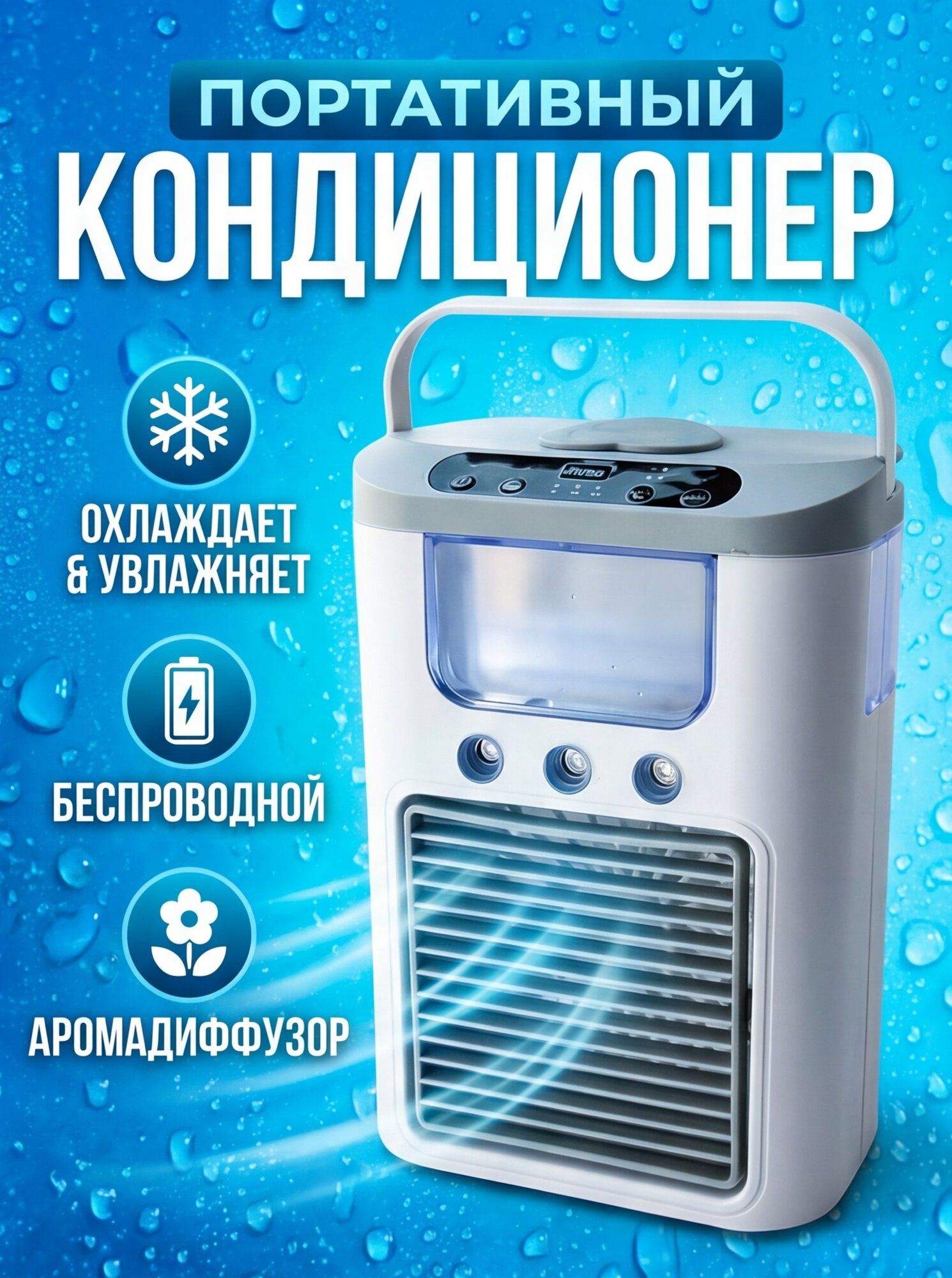 Мини кондиционер / настольный вентилятор с увлажнителем / охладитель воздуха