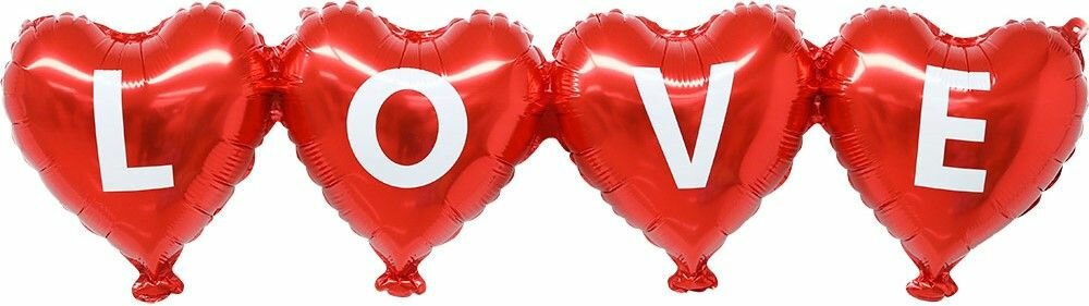 Фольгированный шар (39'/99 см) Фигура Сердце, Любовь (Love), Красный, 1 шт. в уп.
