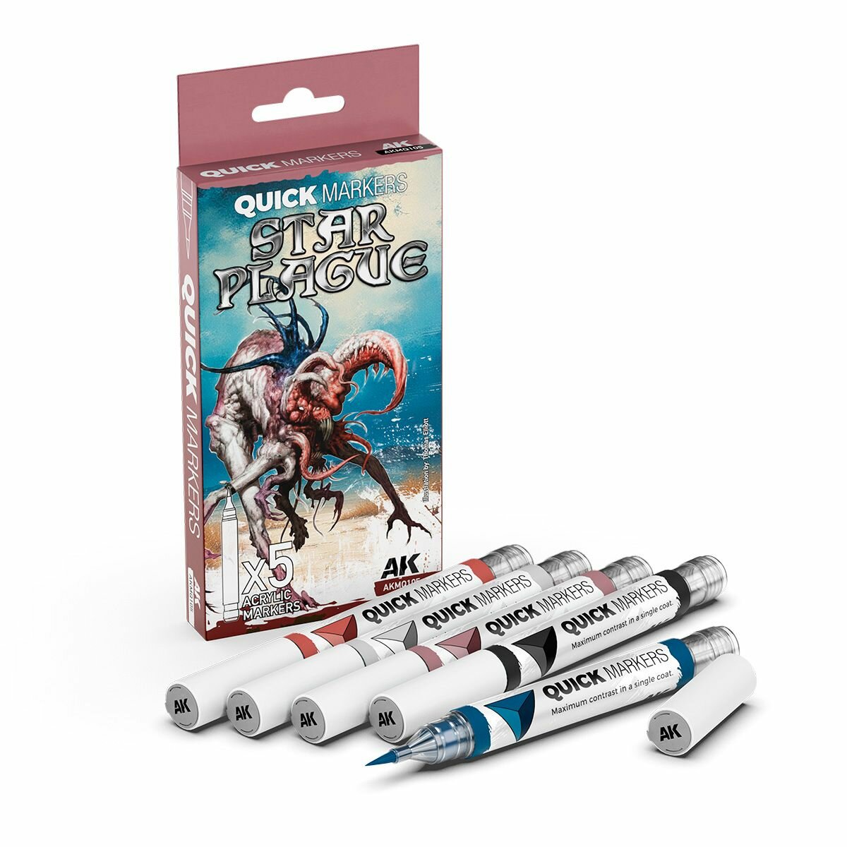 Набор акриловых маркеров AK Interactive Quick Marker Set - Star Plague