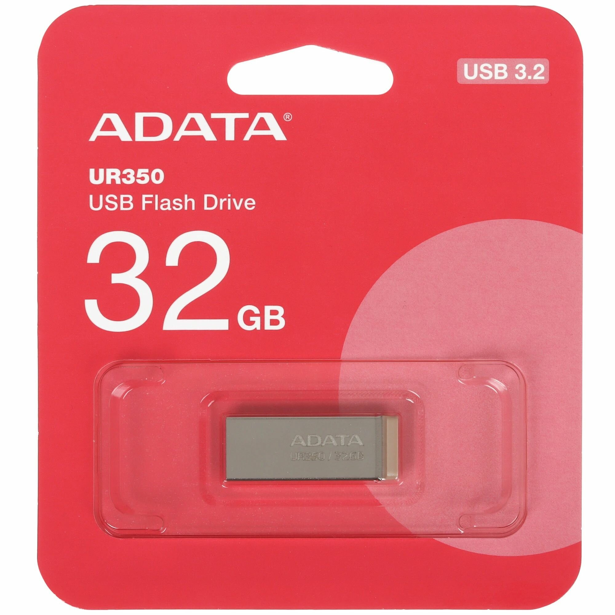 Память USB Flash 32 ГБ ADATA UR350 (UR350-32G-RSR/BG) - USB3.2, USB Type-A, чтение до - 100 МБ/с