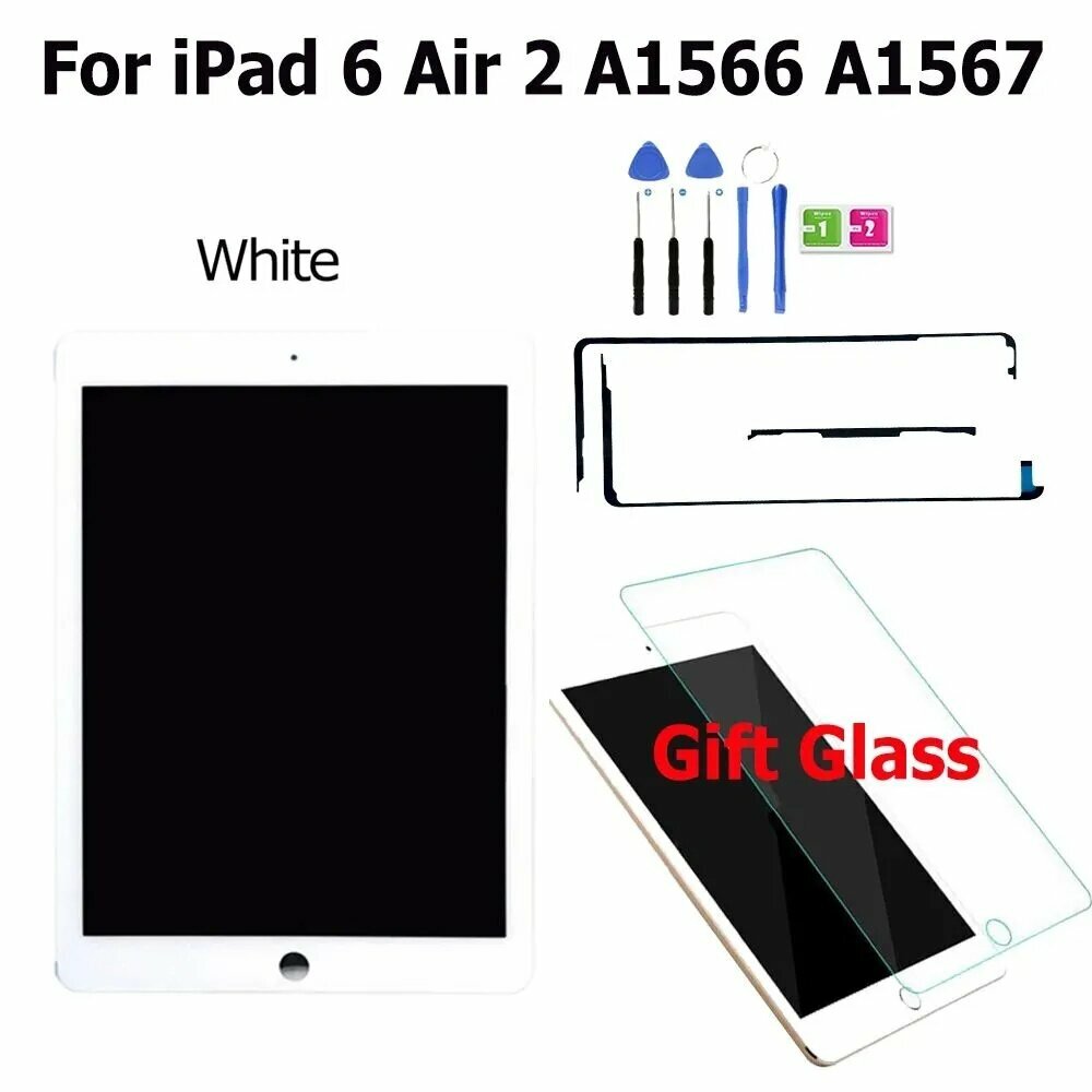 9.7'дюймов для For Apple iPad Air 2 iPad 6 A1567 A1566 дисплей, сенсорный экран, панель дигитайзера, комплектующие, черный