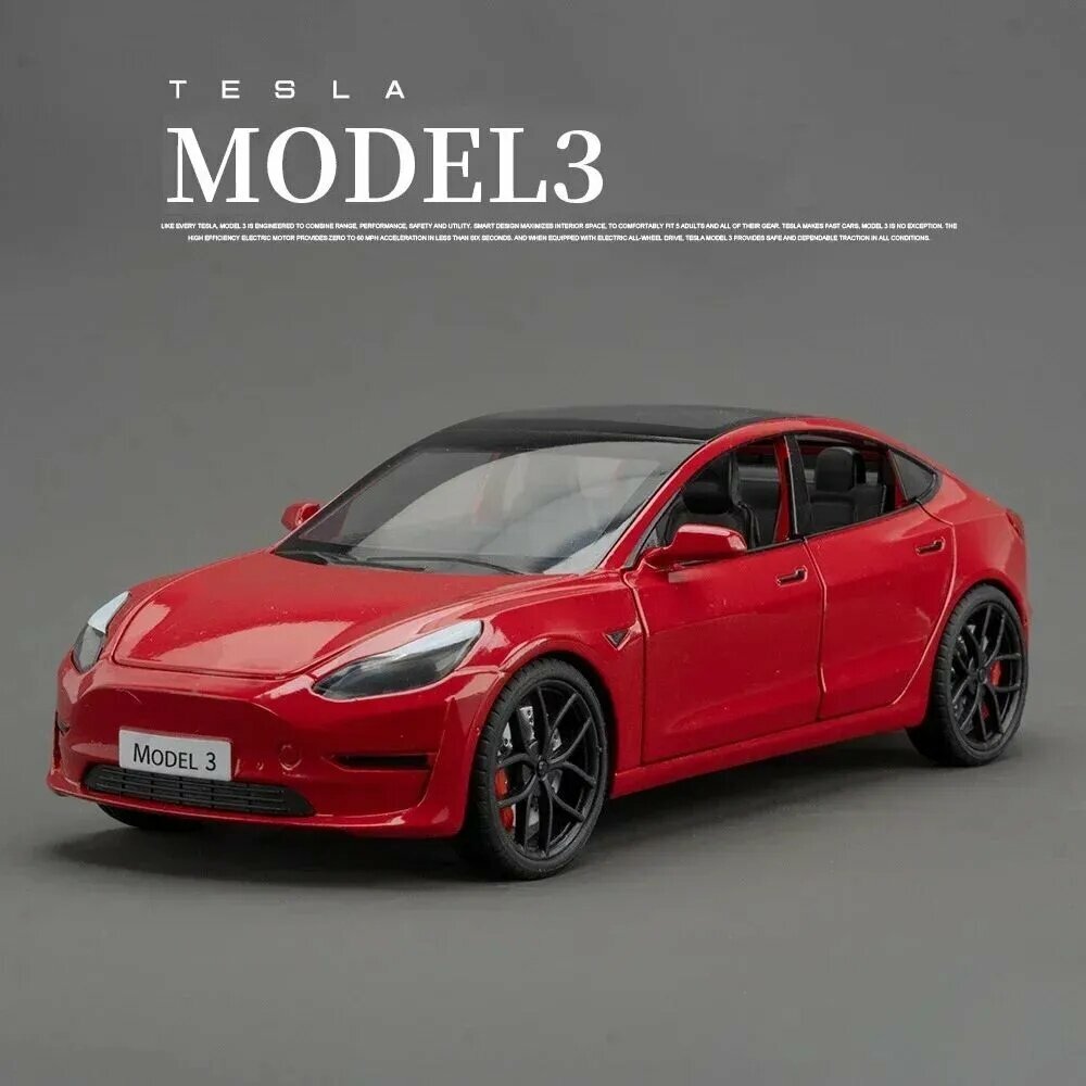 1:24 Tesla Model 3 Alloy Car Model Children Toy, Коллекционная модель машины для взрослых, Игрушечный автомобиль с звуковыми и световыми эффектами для детей