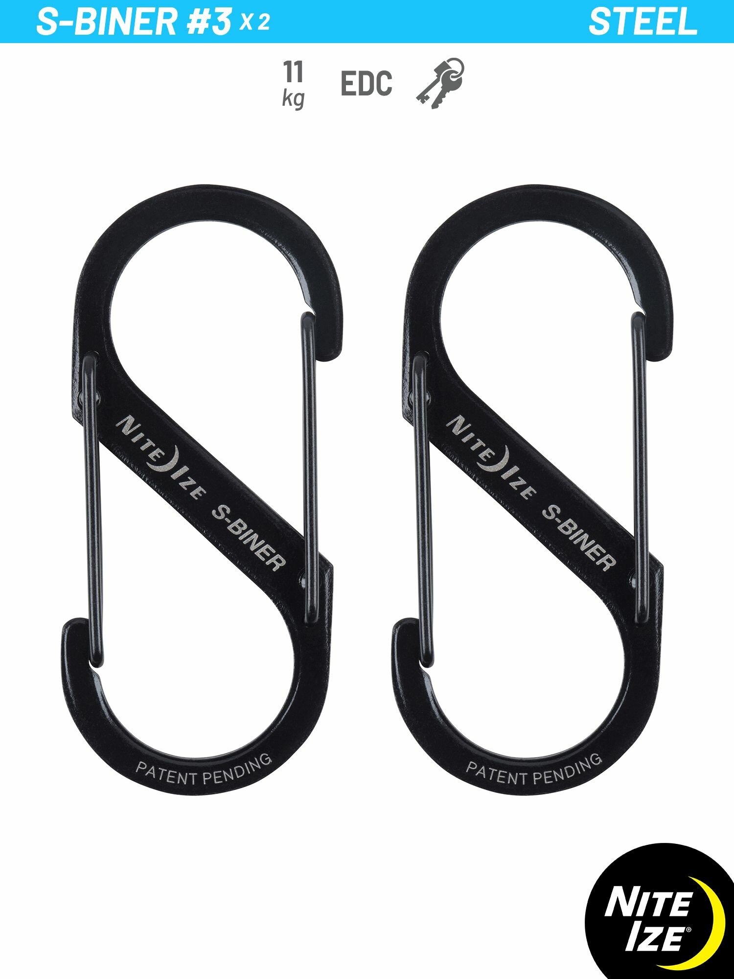 Карабин Nite Ize S-Biner Stainless Steel Dual Carabiner #3 - Черный 2 шт