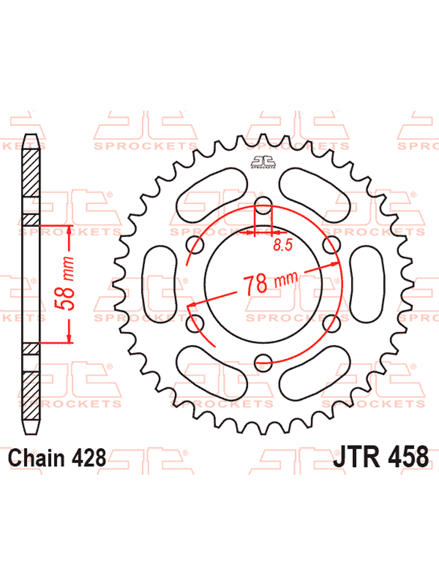 Звезда ведомая JTR458.40 для мотоцикла 40 зубьев оригинальная — фото 1