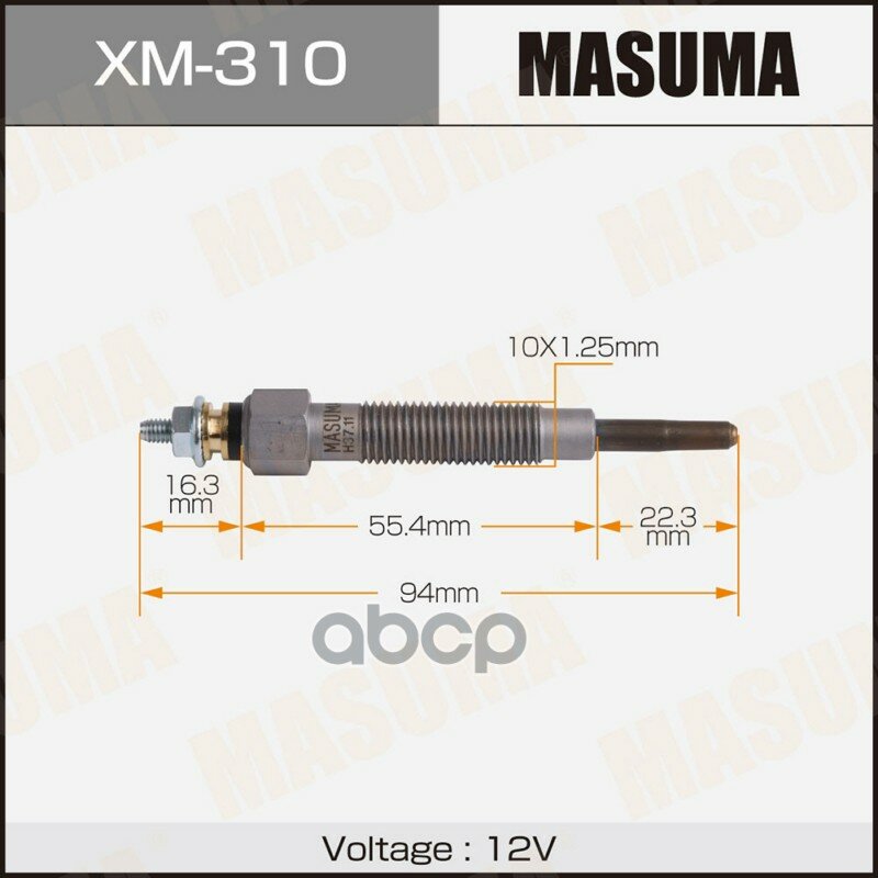 Свеча накаливания Hyundai H100 2.5Di 93> Masuma арт. XM310