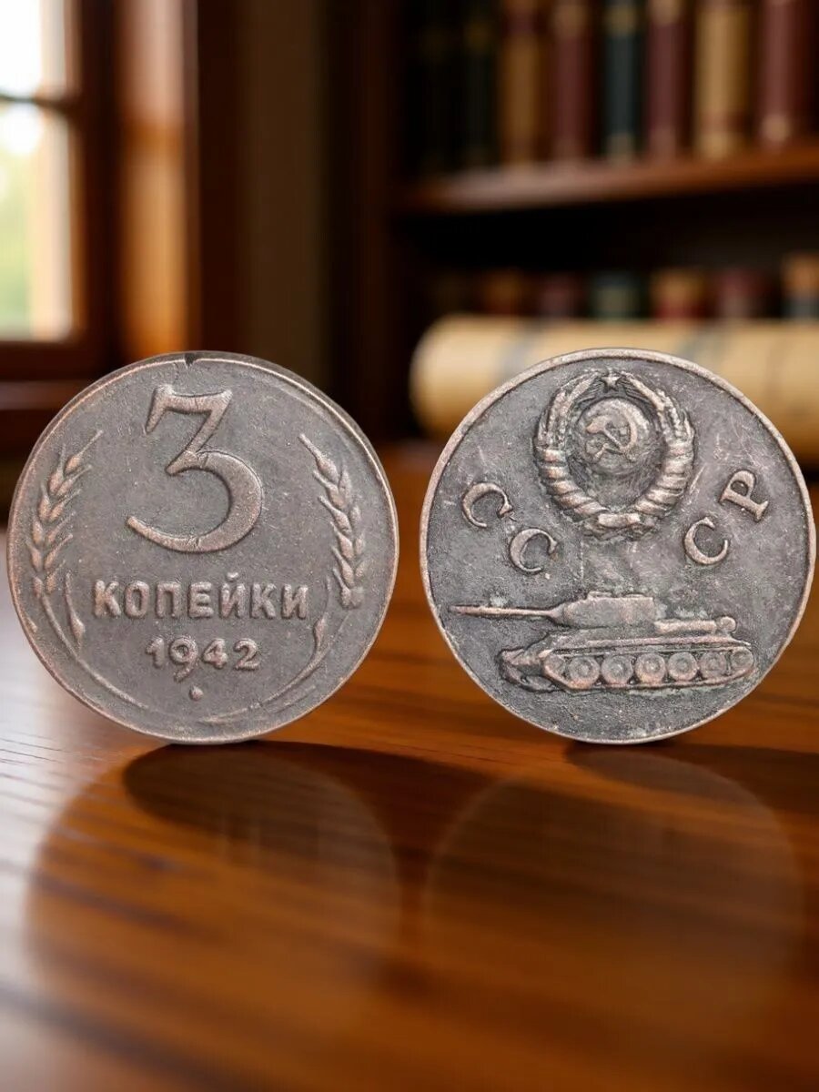 3 копейки 1942 года Танк Проба СССР Копия