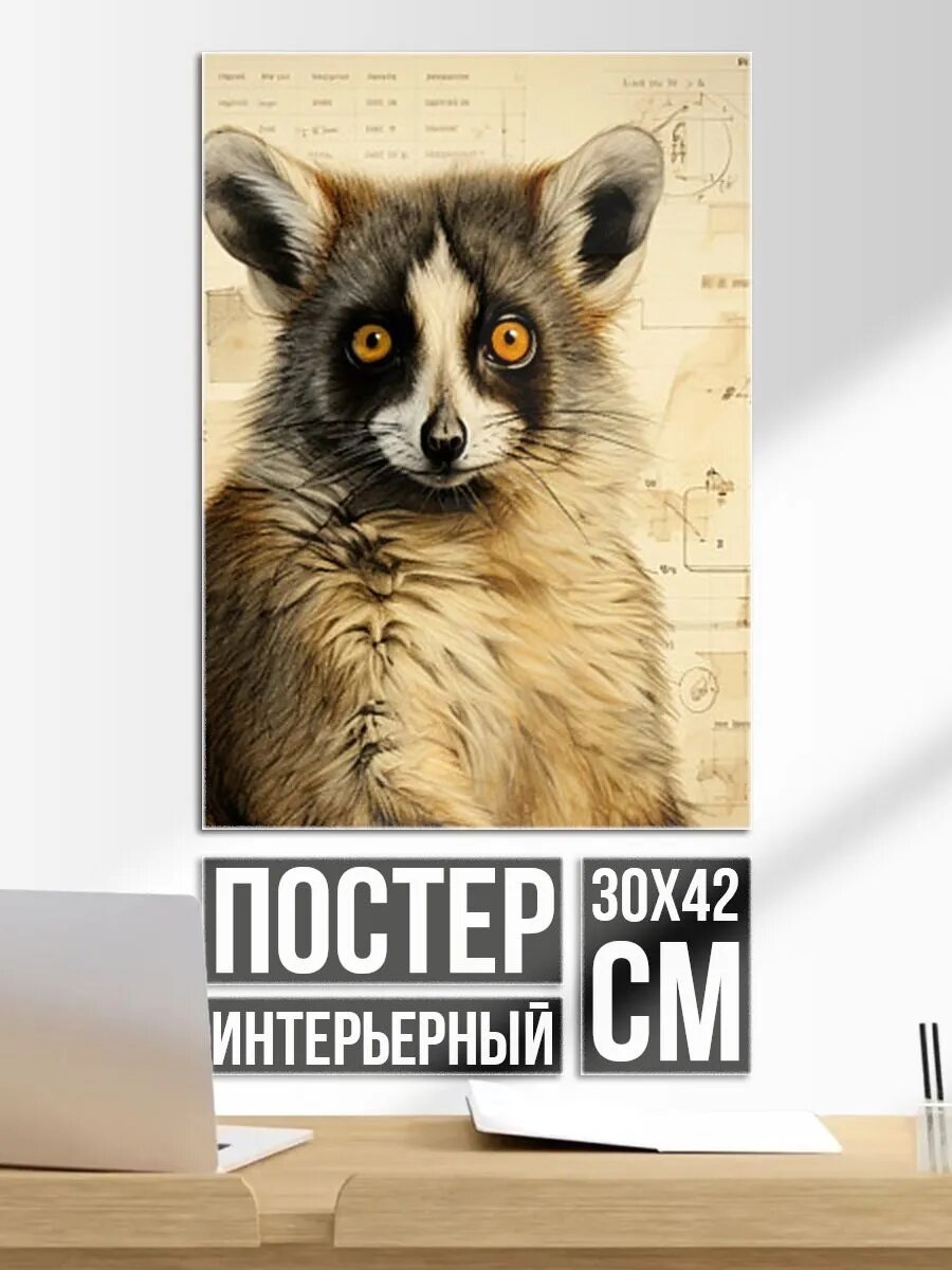 Постер на стену Лемур в стиле диаграмм Давинчи