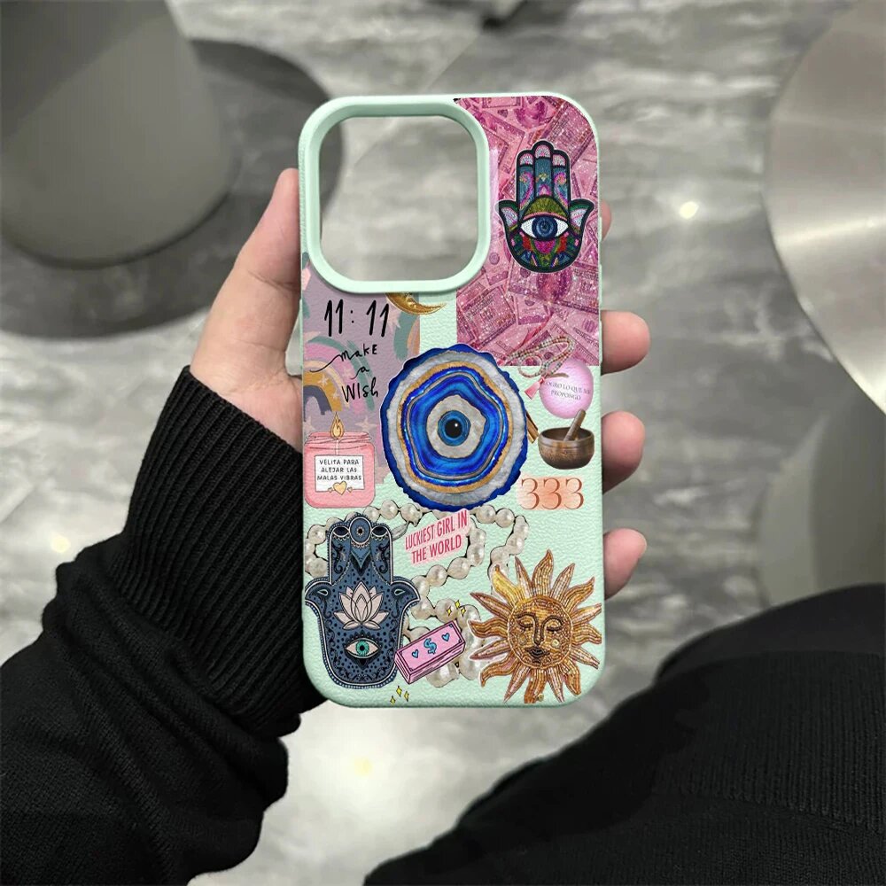 Чехол для телефона в стиле бохо с символикой Хамса и Глаза Пророка iphone 11, LightCyan-YYDSW6851