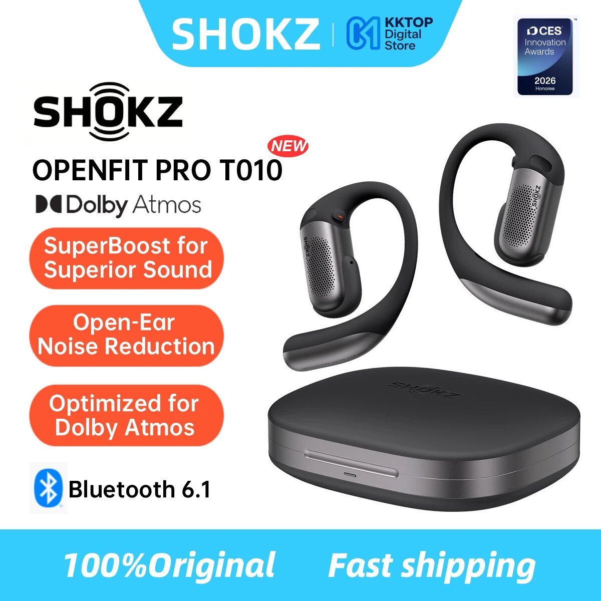 SHOKZ OpenFit Pro T010 Black беспроводные наушники
