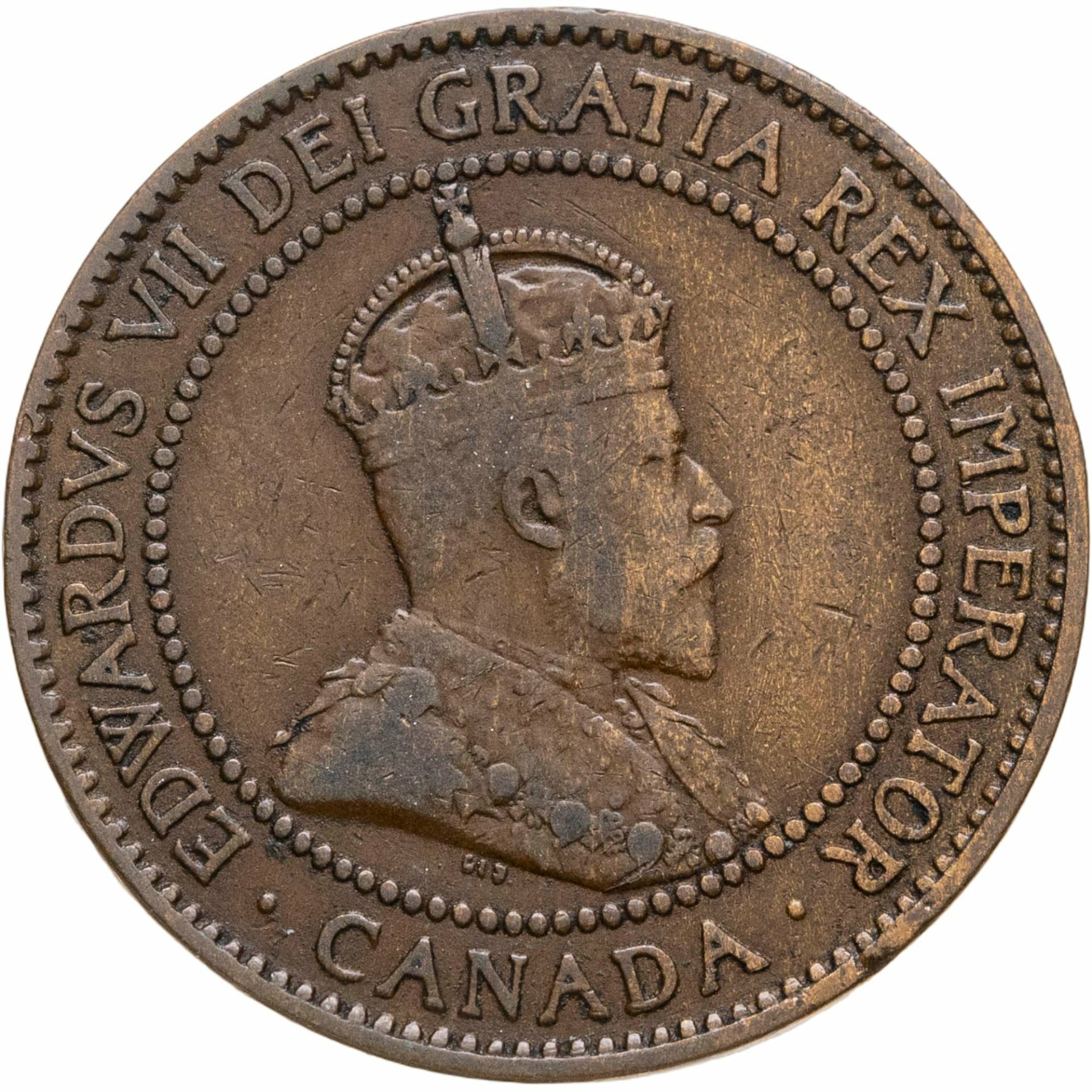 Канада 1 цент cent 1910, Бронза, в сохранности VF