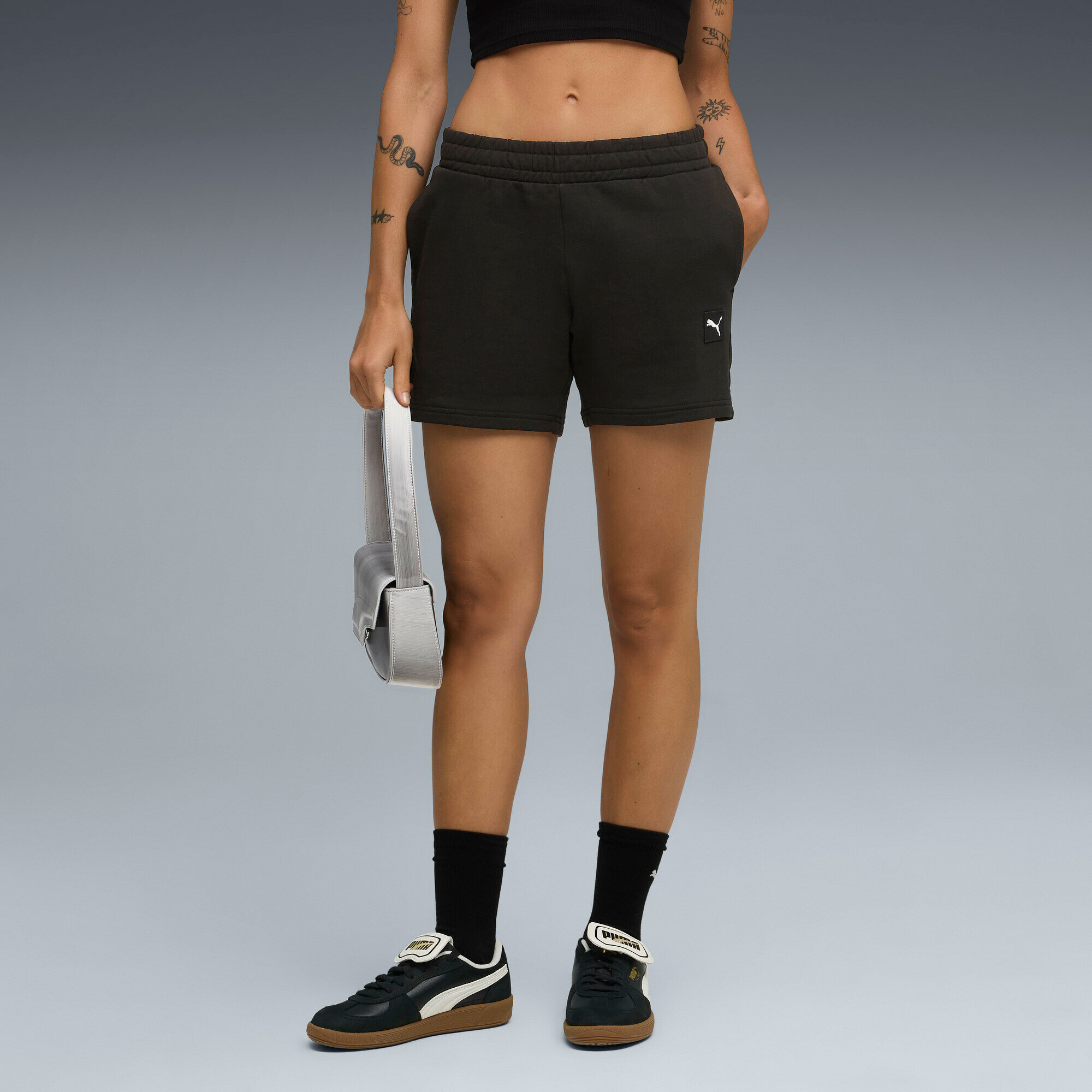 Шорты PUMA ESS ELEVATED Mid-Rise Shorts, размер XS, черный — фото 1