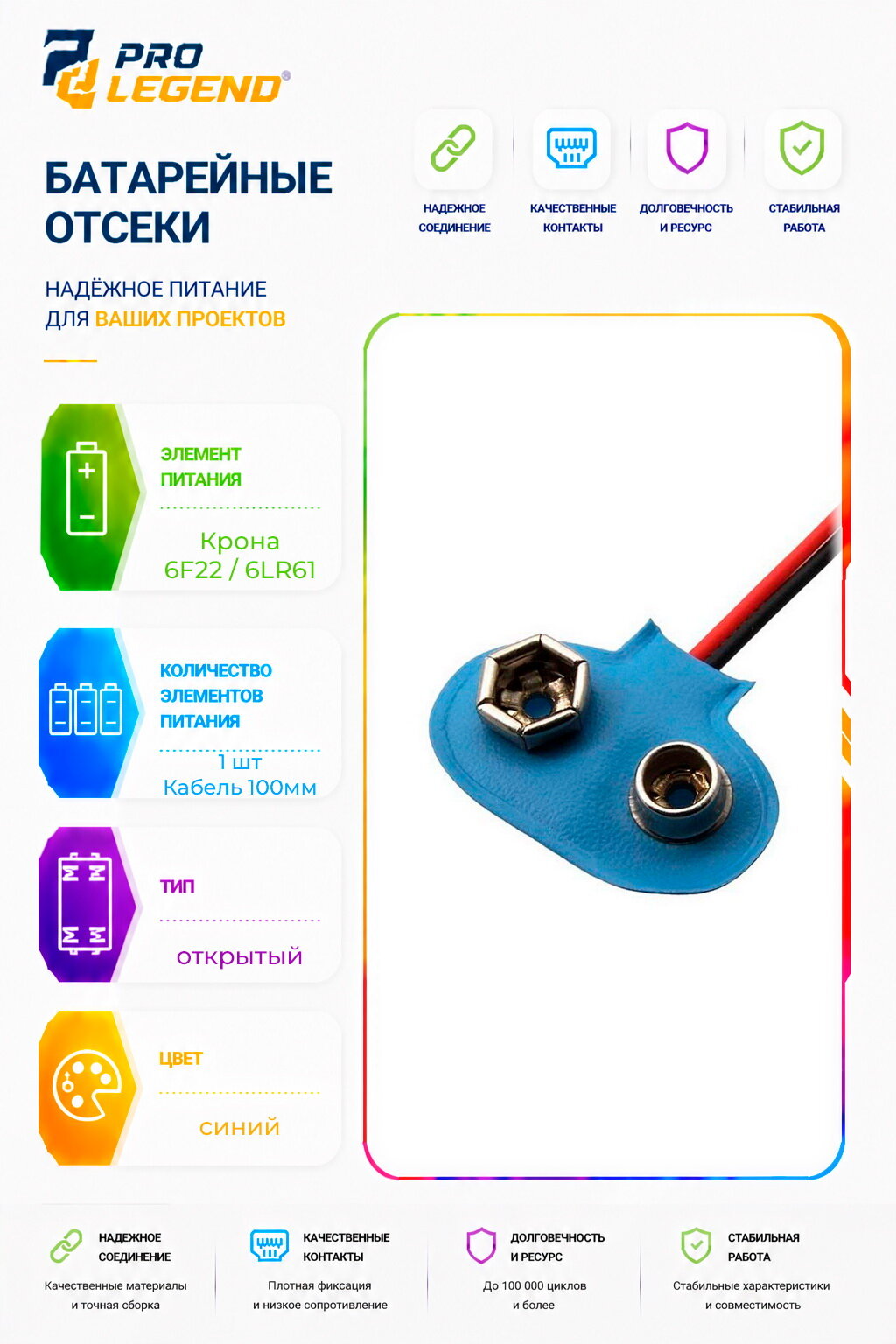 Батарейный отсек BS-E blue tail 100 мм, открытый
