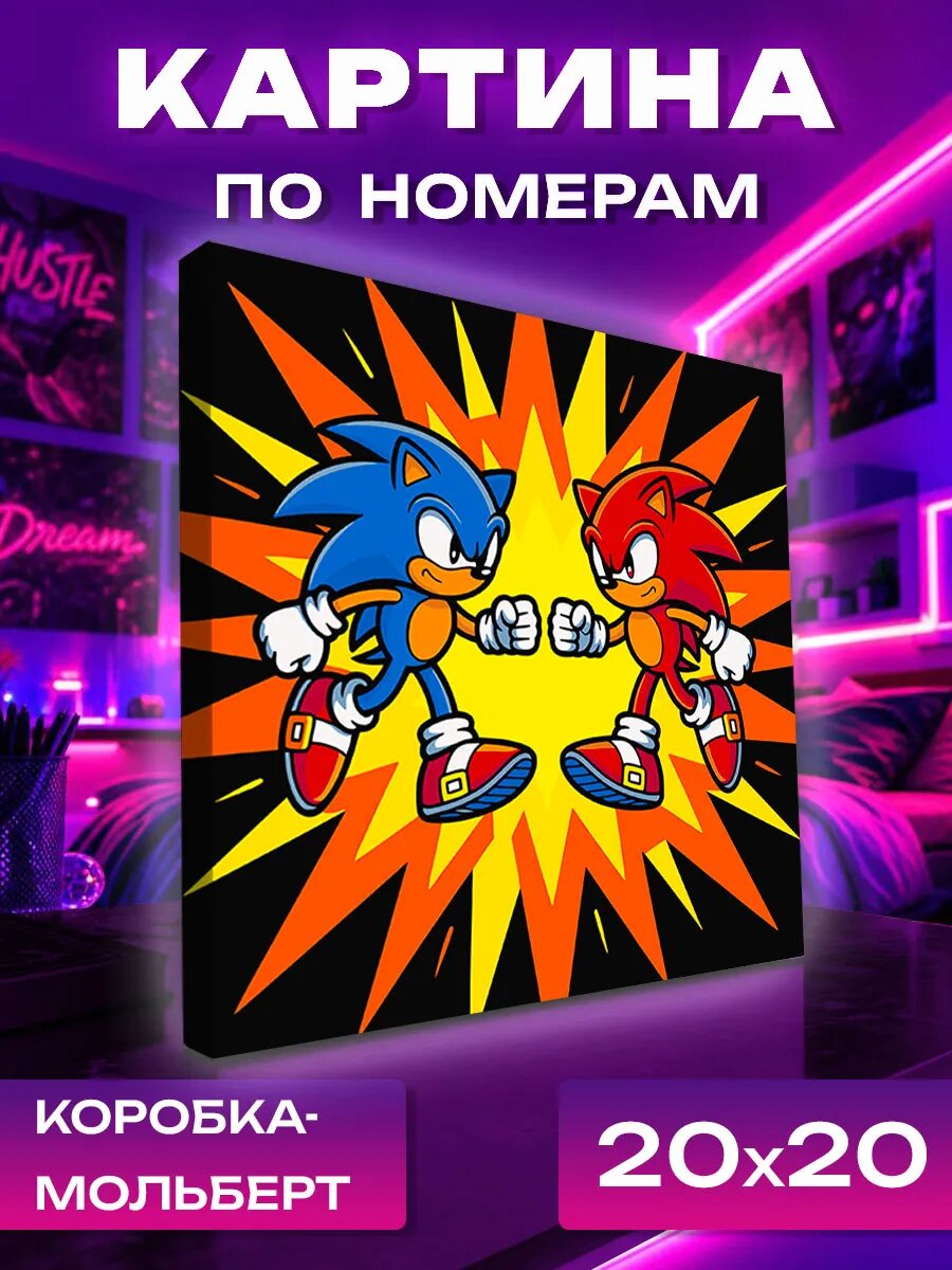 Картина по номерам маленькая Соник Наклз