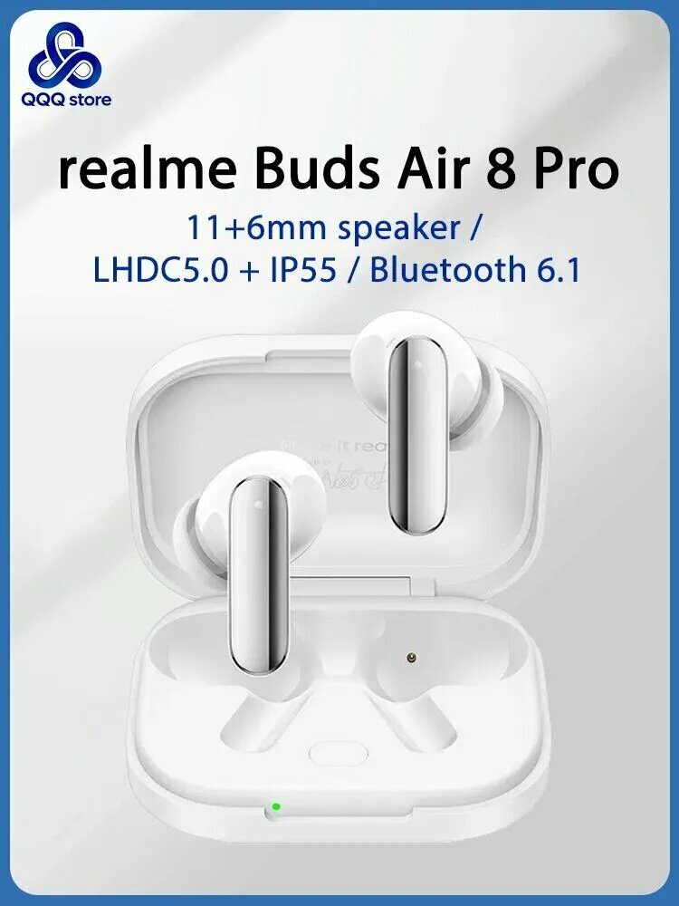 Realme Наушники беспроводные с микрофоном realme Buds Air 8 Pro, Bluetooth, USB Type-C, белый