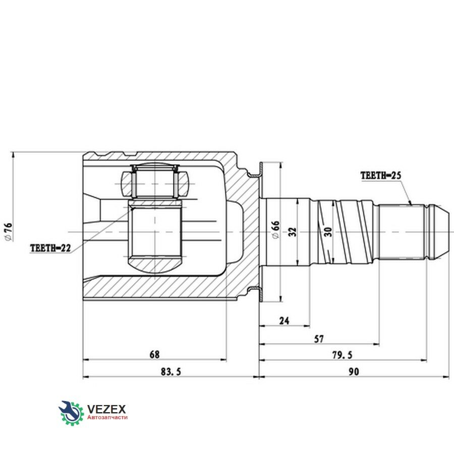 ZIKMAR Z87621R Шрус внутренний nissan fuga y50 (04--09), - r