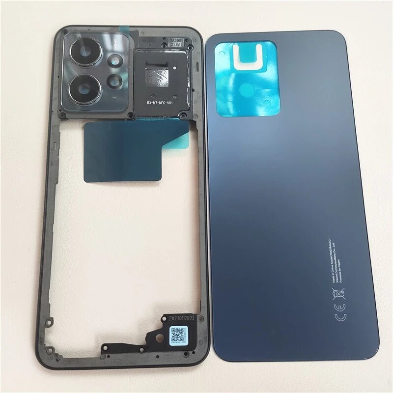 Полный корпус для Redmi Note 12 4G: задняя крышка аккумуляторного отсека + средняя Черный, черный