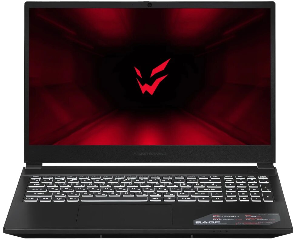 15.6" Ноутбук ARDOR GAMING RAGE R15-R7ND502, AMD Ryzen 7 H 255, DDR5-16ГБ, SSD-1ТБ, GeForce RTX 5050-8ГБ, без ОС