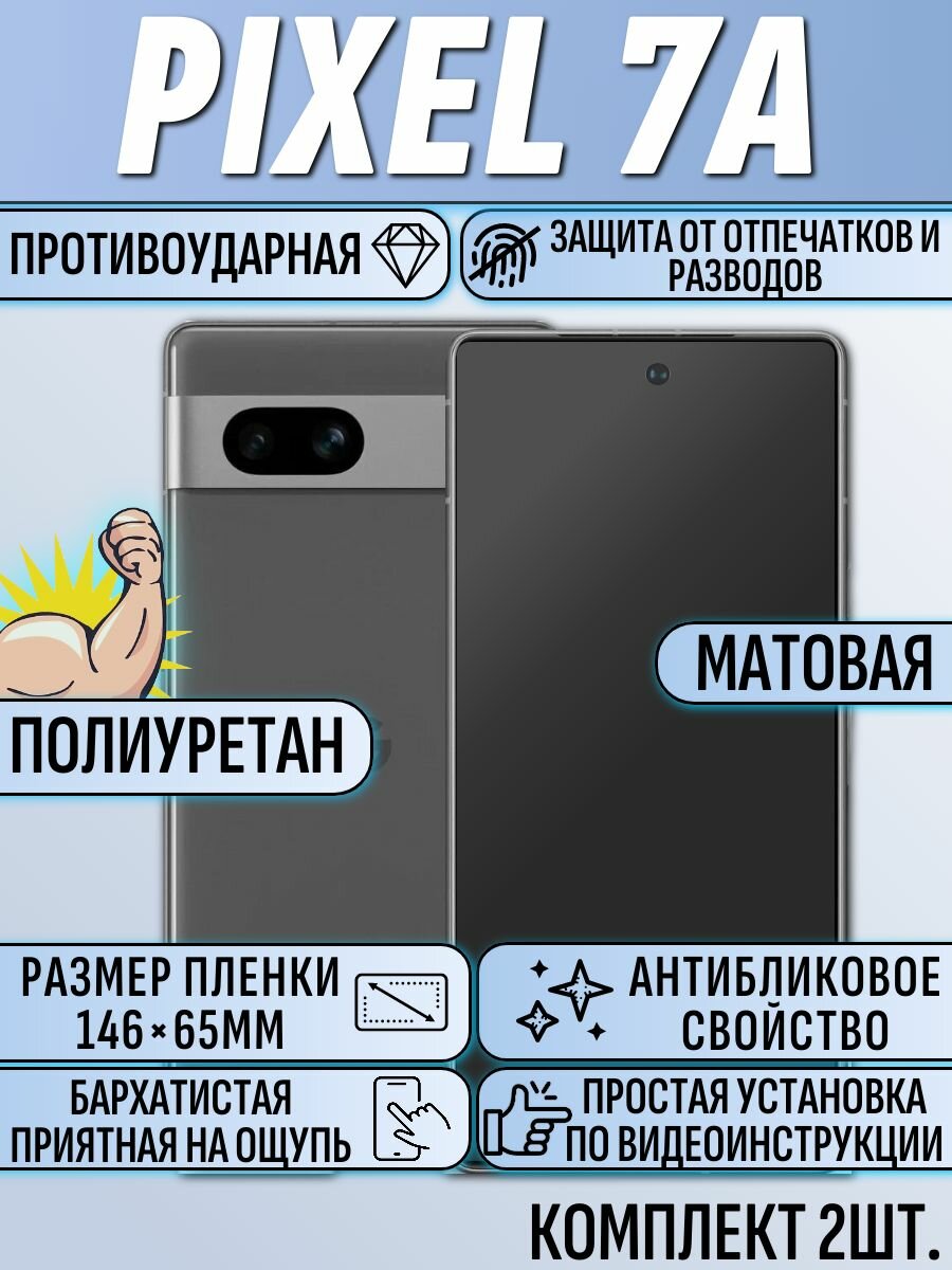 Гидрогелевая защитная пленка для Google Pixel 7A матовая под чехол 2 шт