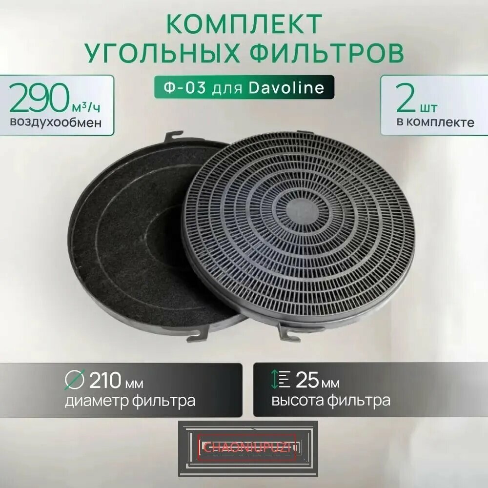 Аксессуар для вытяжки Фильтр угольный Elikor Ф-03, 2шт