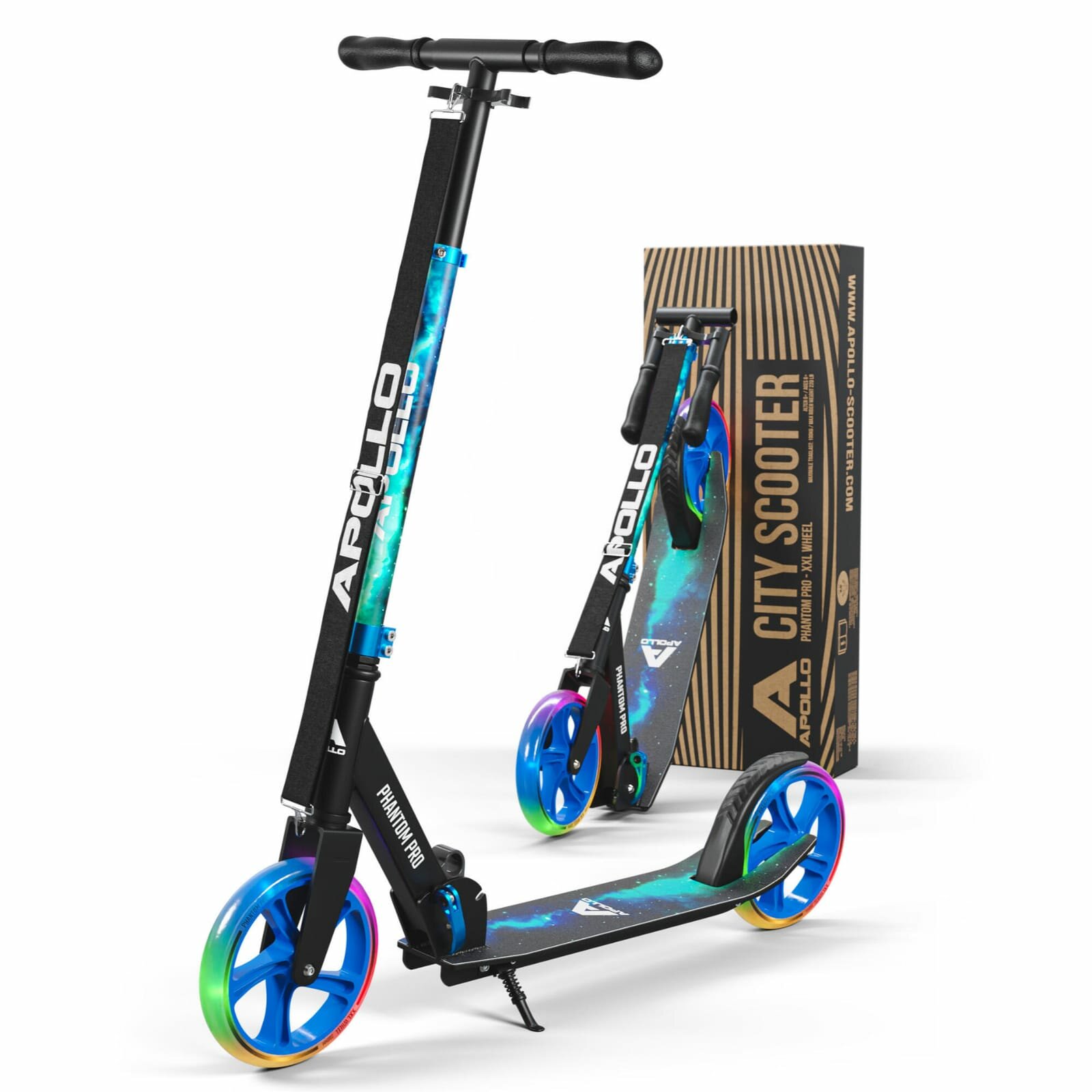 DECATHLON Самокат Decathlon Phantom Pro, черный/синий, 200 мм