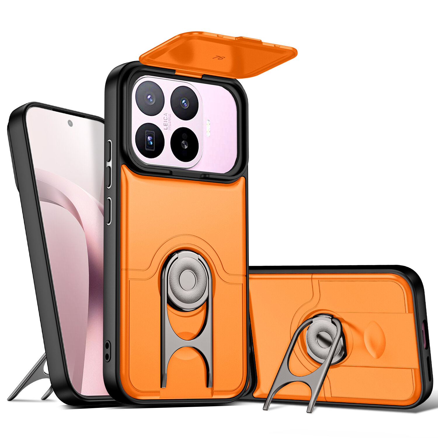 Чехол Для Xiaomi 17T/Сяоми 17T, soft touch, чехол-кардиомонитор, поликарбонат (PC), защита камеры, ударопрочный, встроенная подставка, усиленные углы, Xiaomi, Xiaomi 17T, orange,