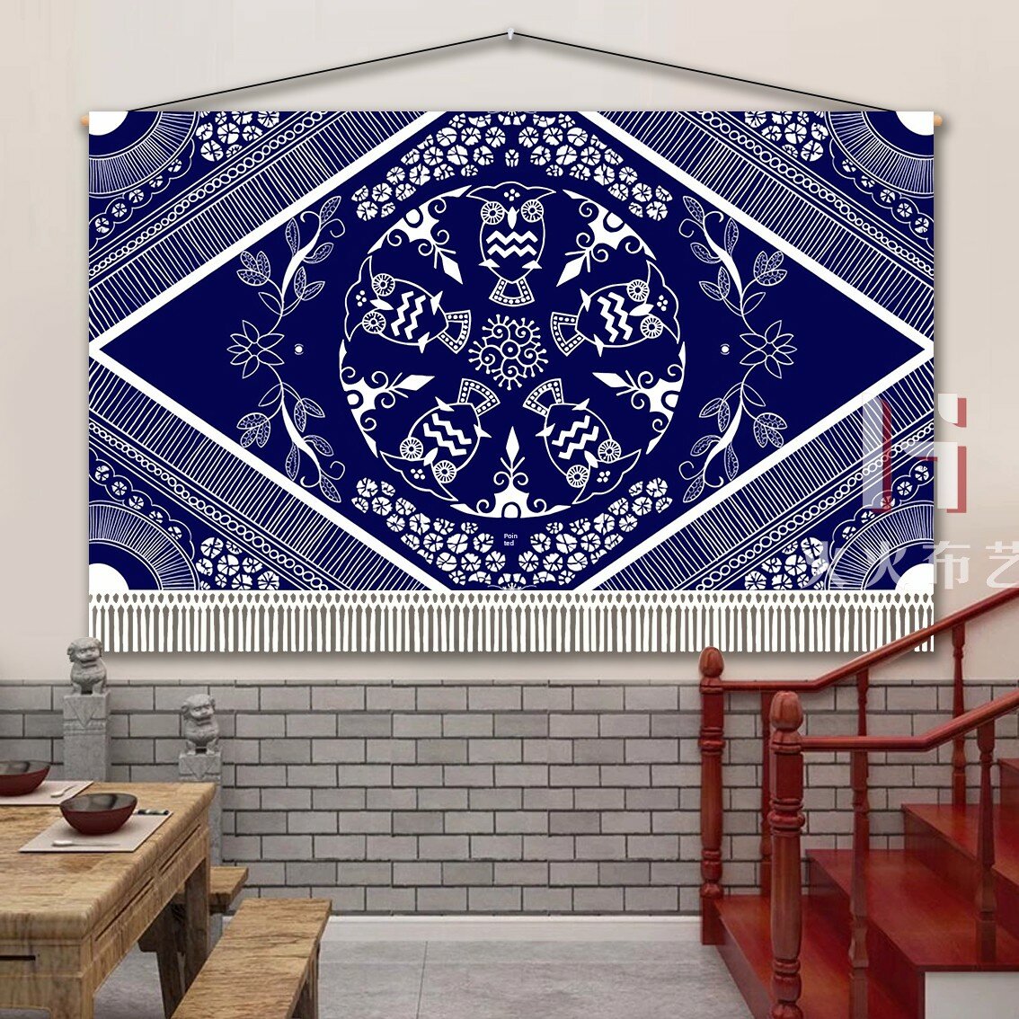 Традиционный этнический коврик с узором птиц, хлопок-лен, 90x60 см, аксессуар для интерьера