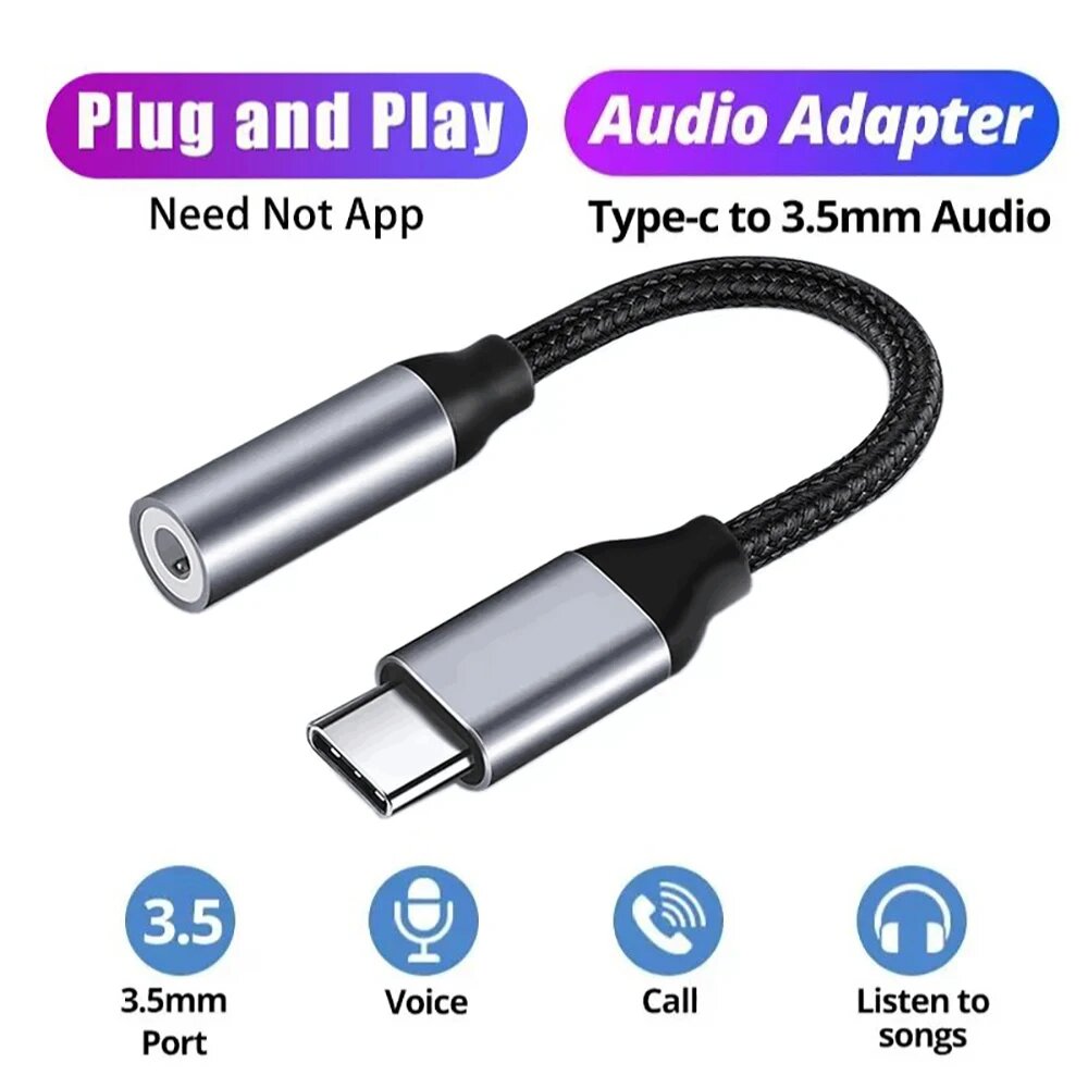 Кабель-адаптер USB Type-C На 3,5 Мм AUX Для Samsung Galaxy S23 Ultra S20 Note 20 — Переходник С Type-C (мужской) На 3 — фото 1