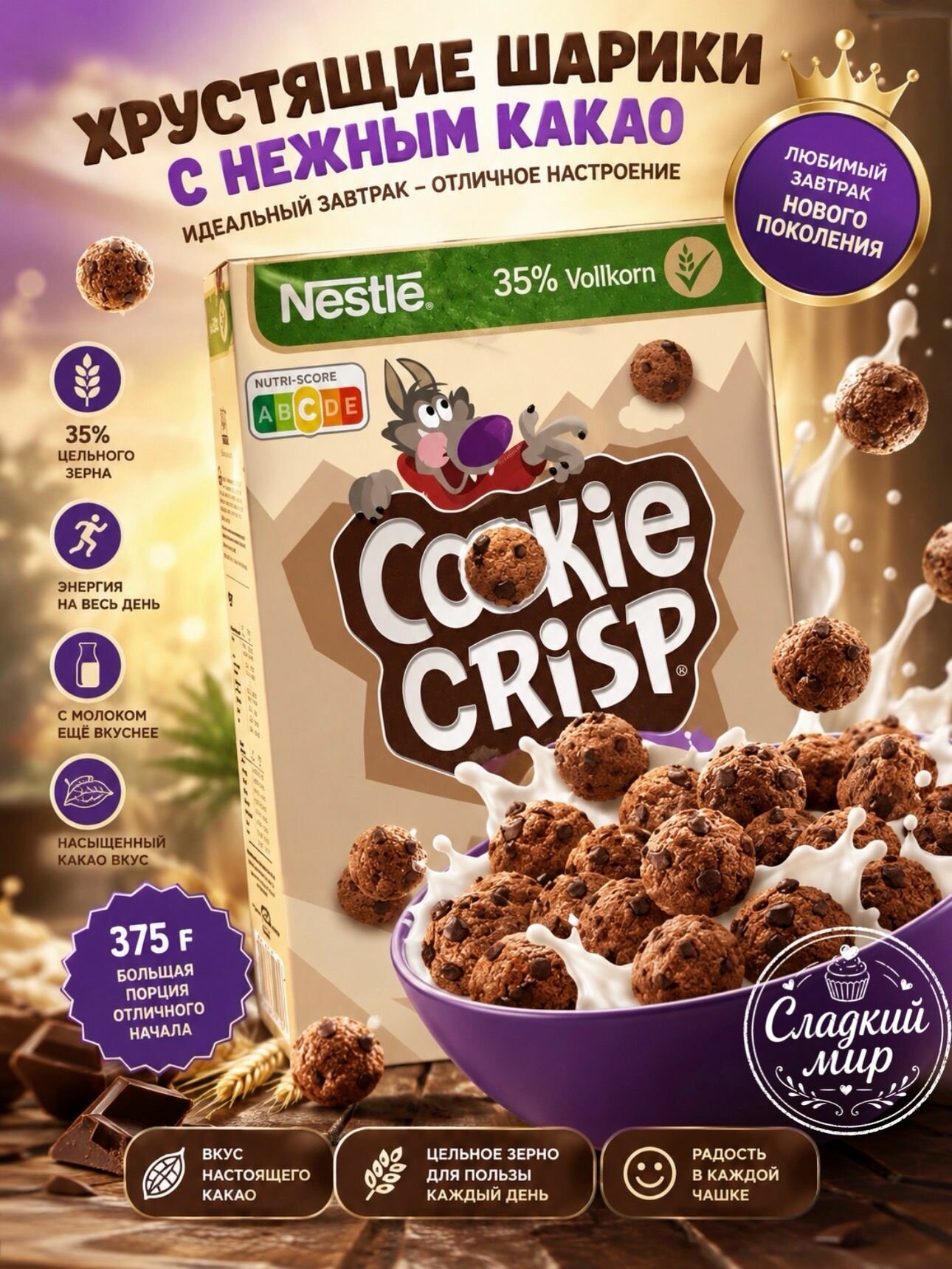 Готовый сухой завтрак Nestle Cookie Crisp Nestle, 375г