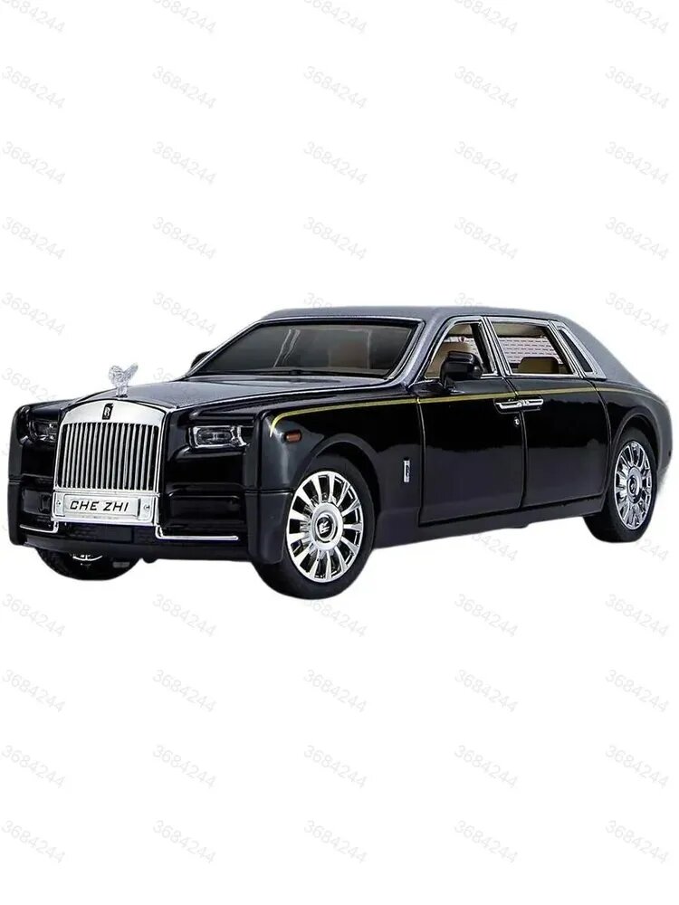 Модель автомобиля Rolls-Royce Phantom 1:24, игрушечный мальчик, (автомобиль Rolls-Royce Ghost), черная машина, серебристый чехол