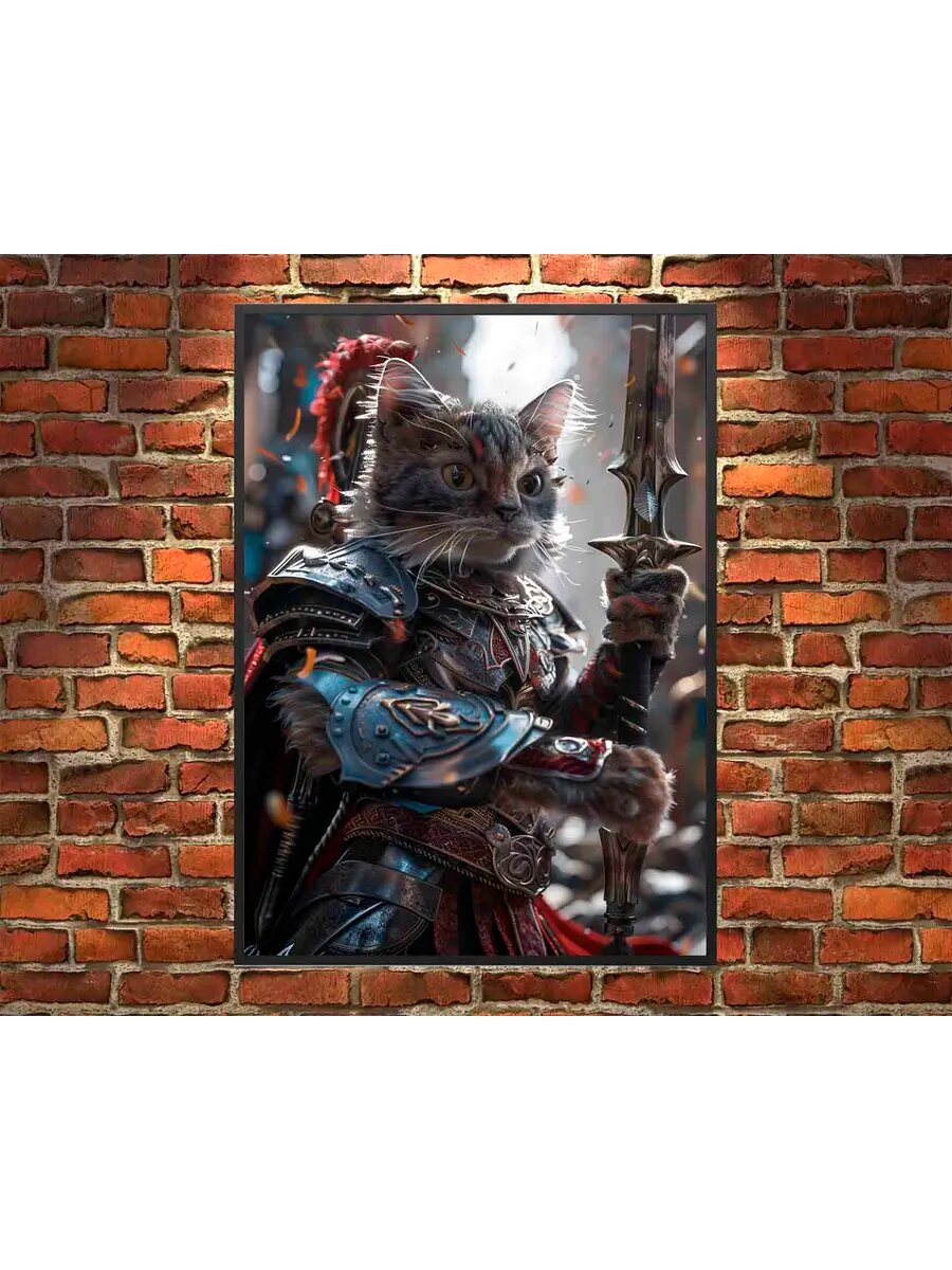 Тряпичная кукла-кот Гладиатор 1, Плакат 30x42см