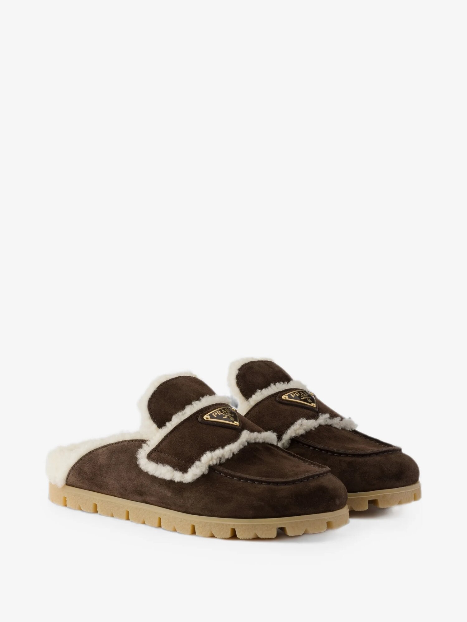 Мюли Prada Suede and shearling mules, размер 38.5 EU — фото 1